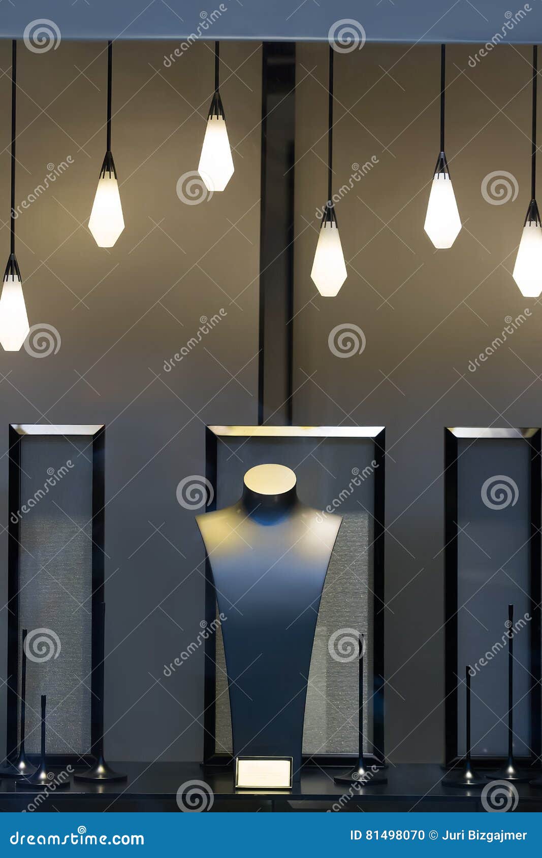 Storefront with Decorations at Night Stock Photo - Image of material ...