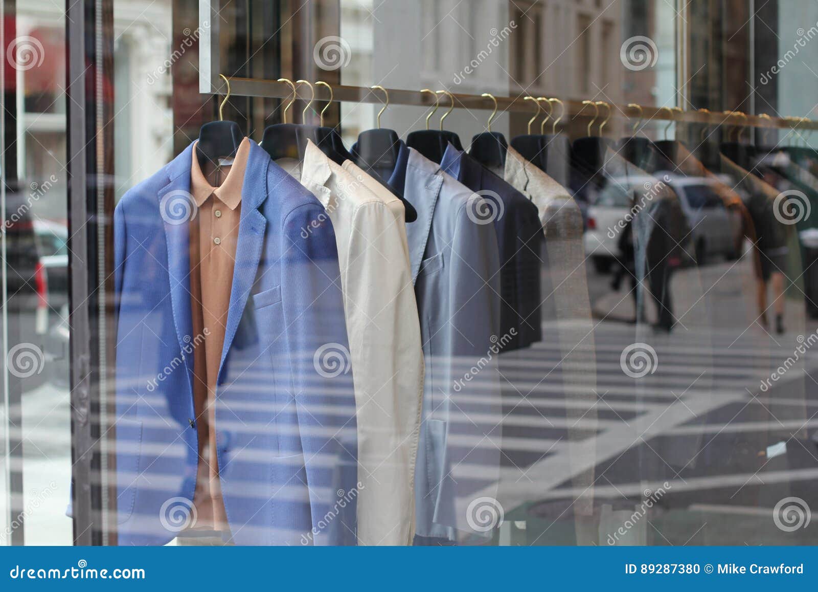 Storefront Display of Clothes Stock Photo - Image of reflection ...