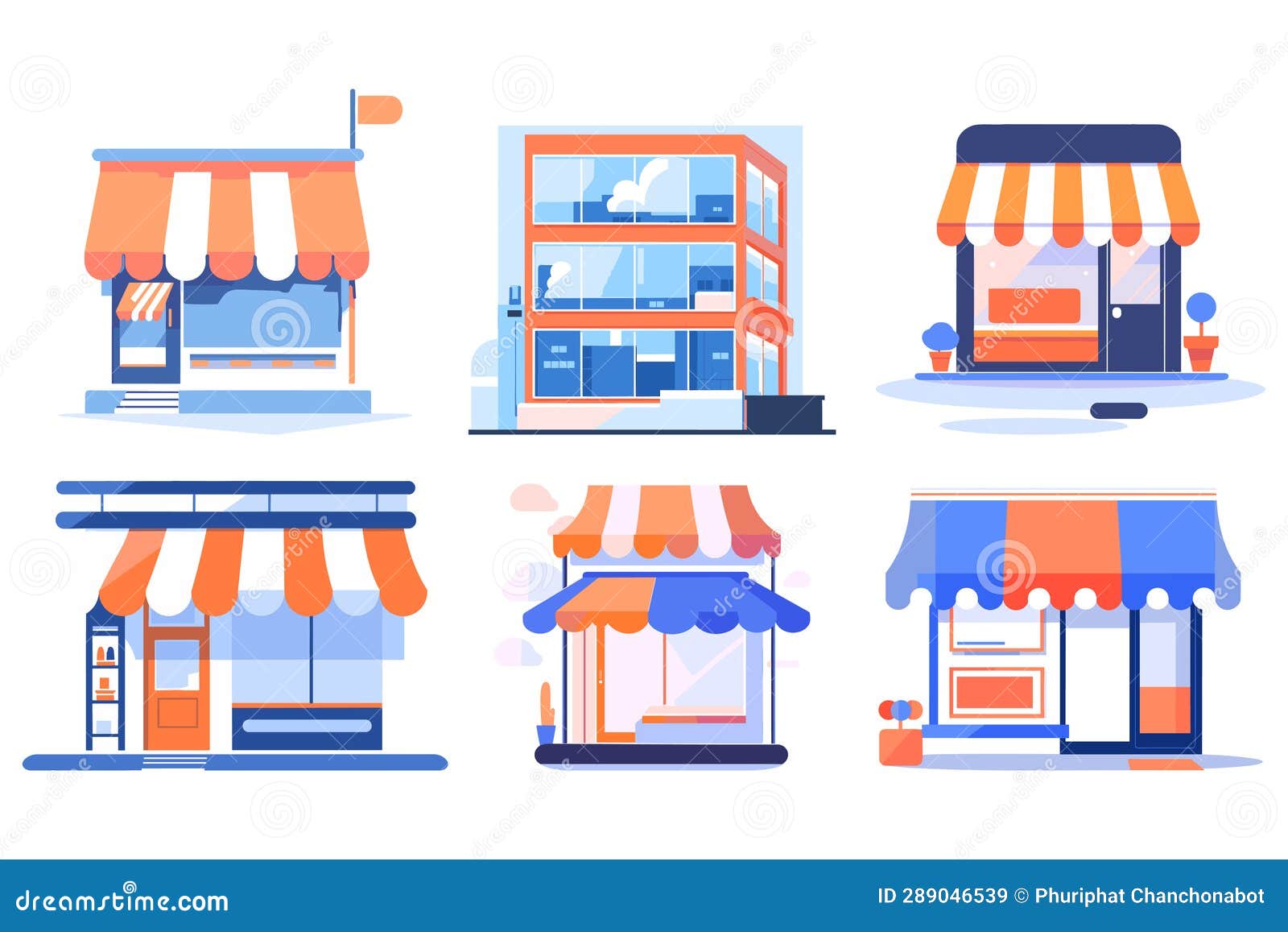 Storefront Facade for Online Stores in UX UI Flat Style Stock Vector ...
