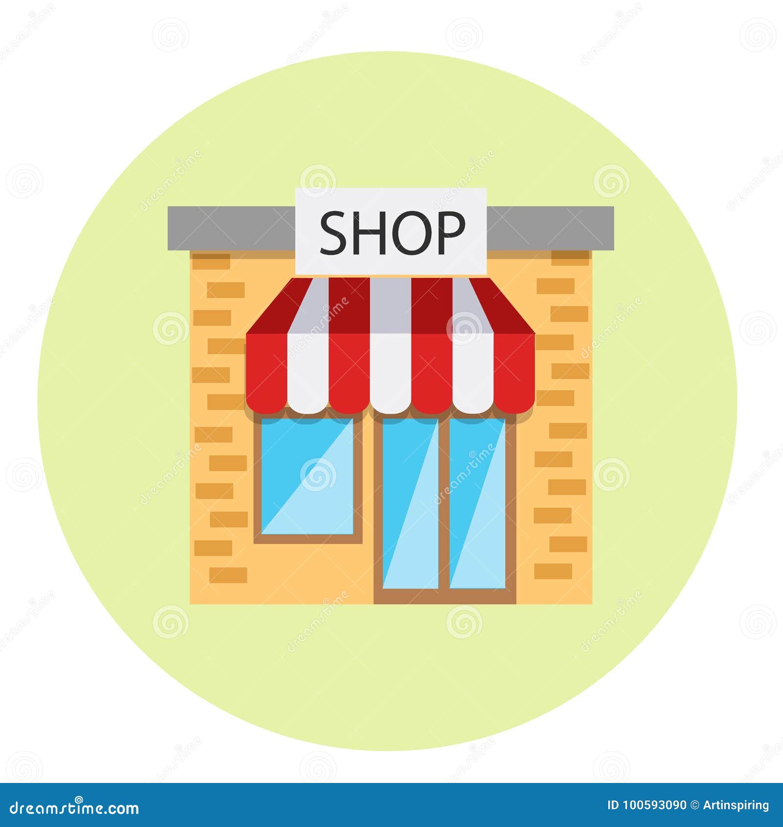 Storefront icon in circle. stock vector. Illustration of cafe - 100593090