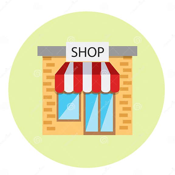 Storefront icon in circle. stock vector. Illustration of cafe - 100593090