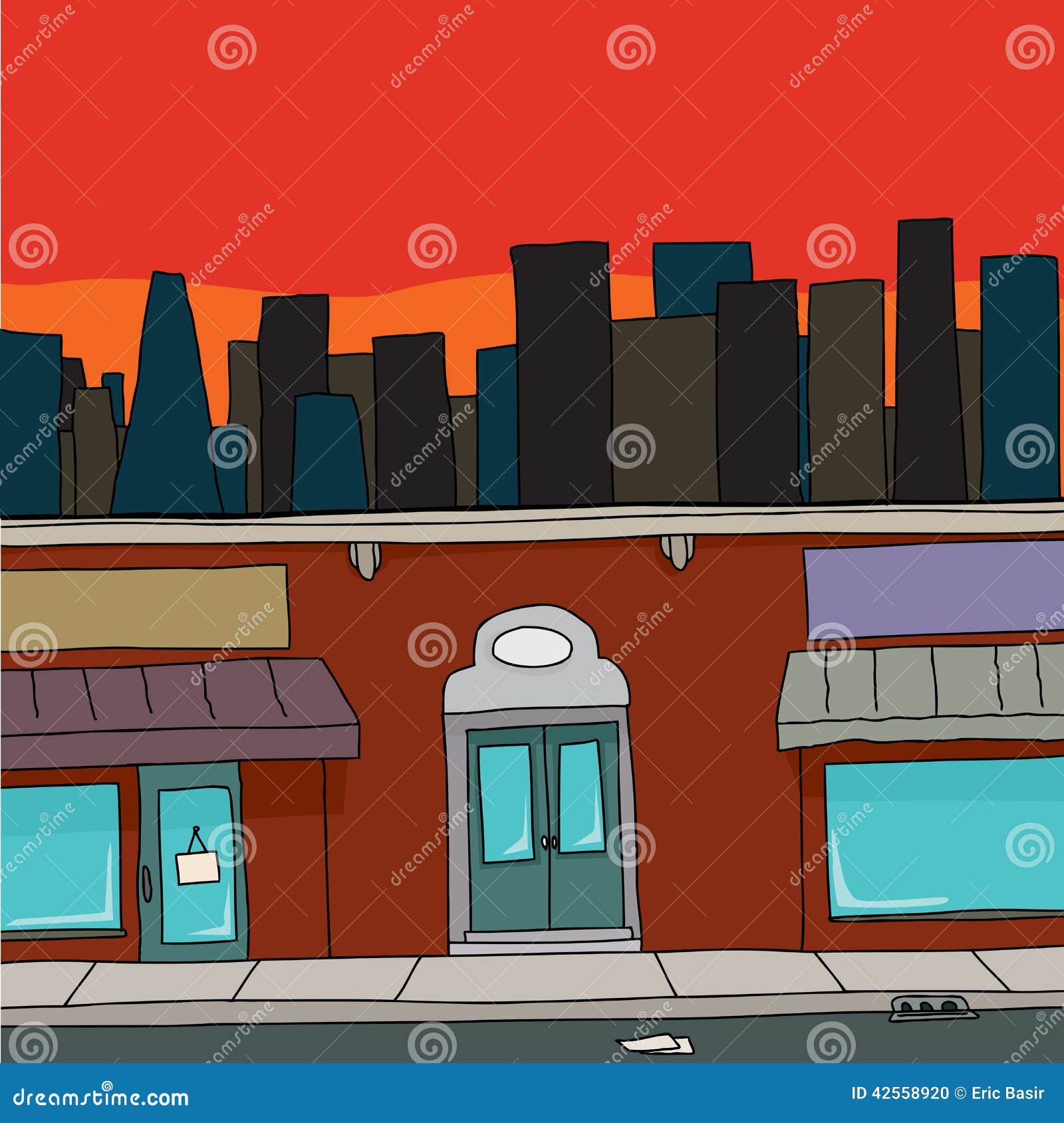 Storefront with Skyline stock vector. Illustration of skyline - 42558920