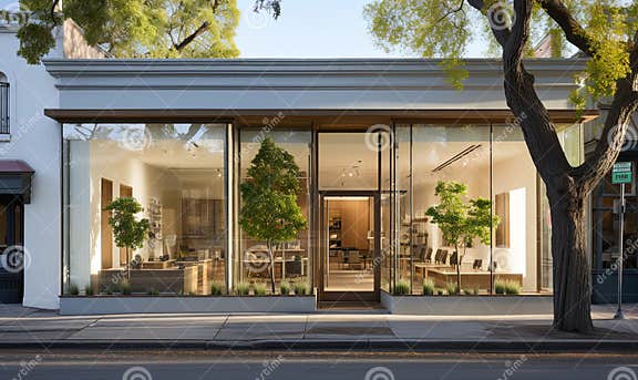 Storefront with Tree stock photo. Image of entrance - 341900884