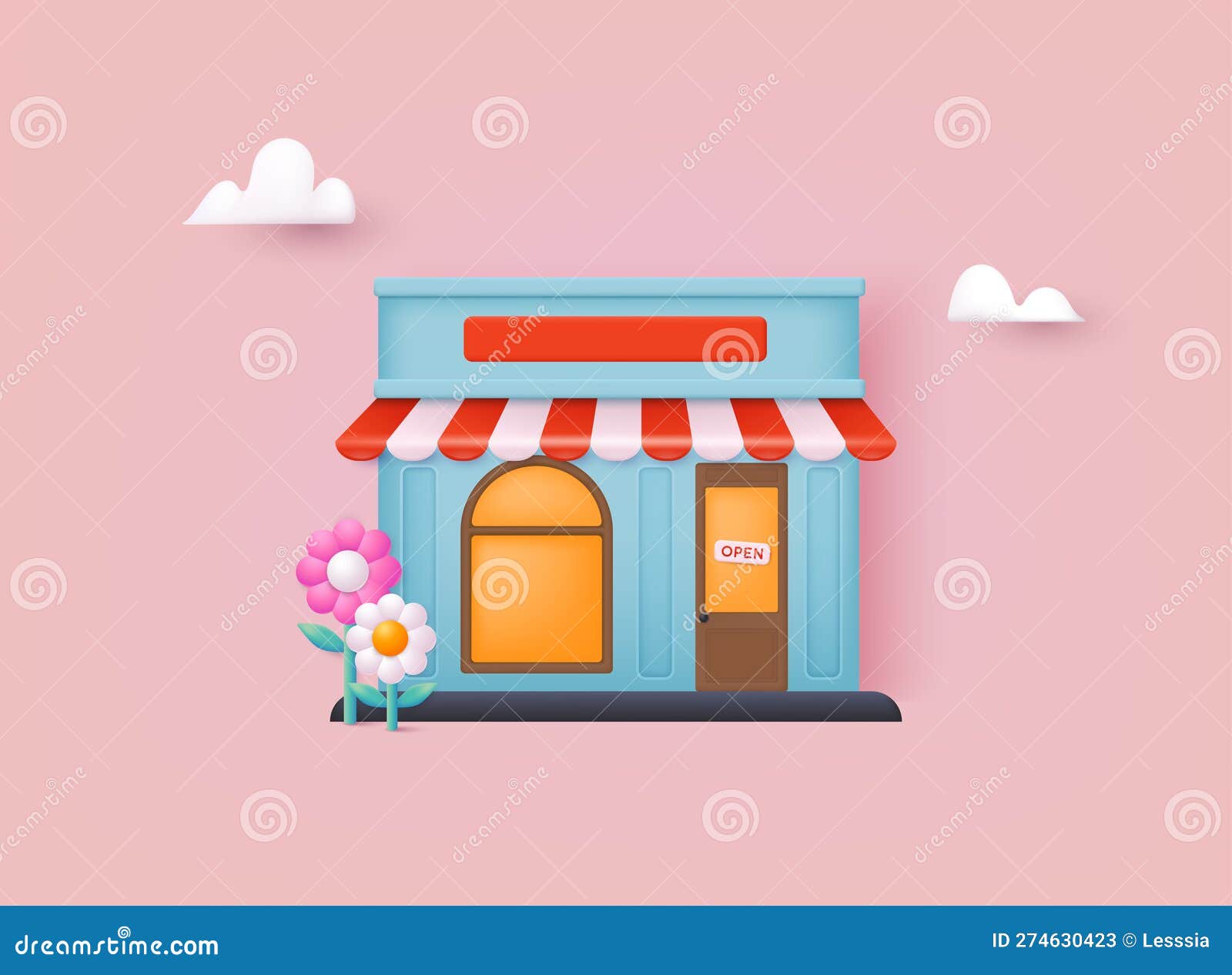 Storefront Vector Illustration, Restaurant Cafe or Store Building. 3D ...