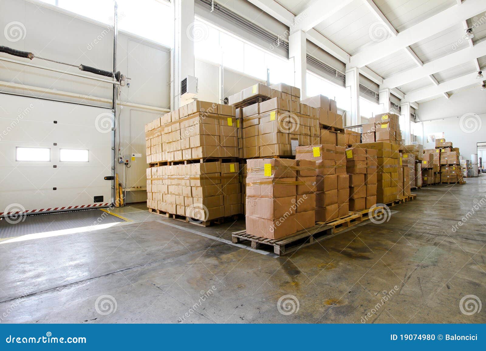 Storehouse boxes stock photo. Image of door, pallets - 19074980