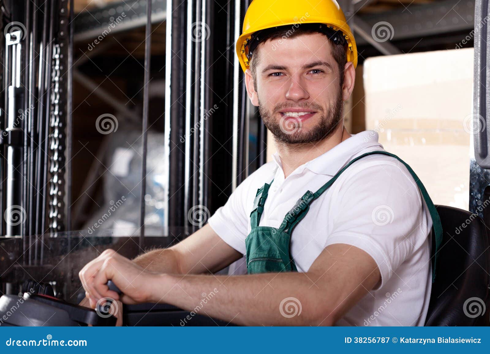 Storehouse Worker on Forklift Stock Image - Image of magazine, factory ...