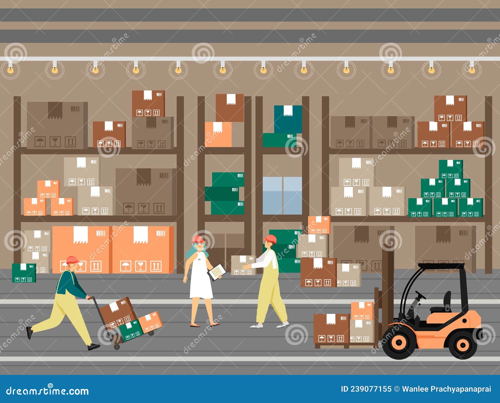 Storekeeper, Loader, Forklift Operator Work in Warehouse. Receiving ...