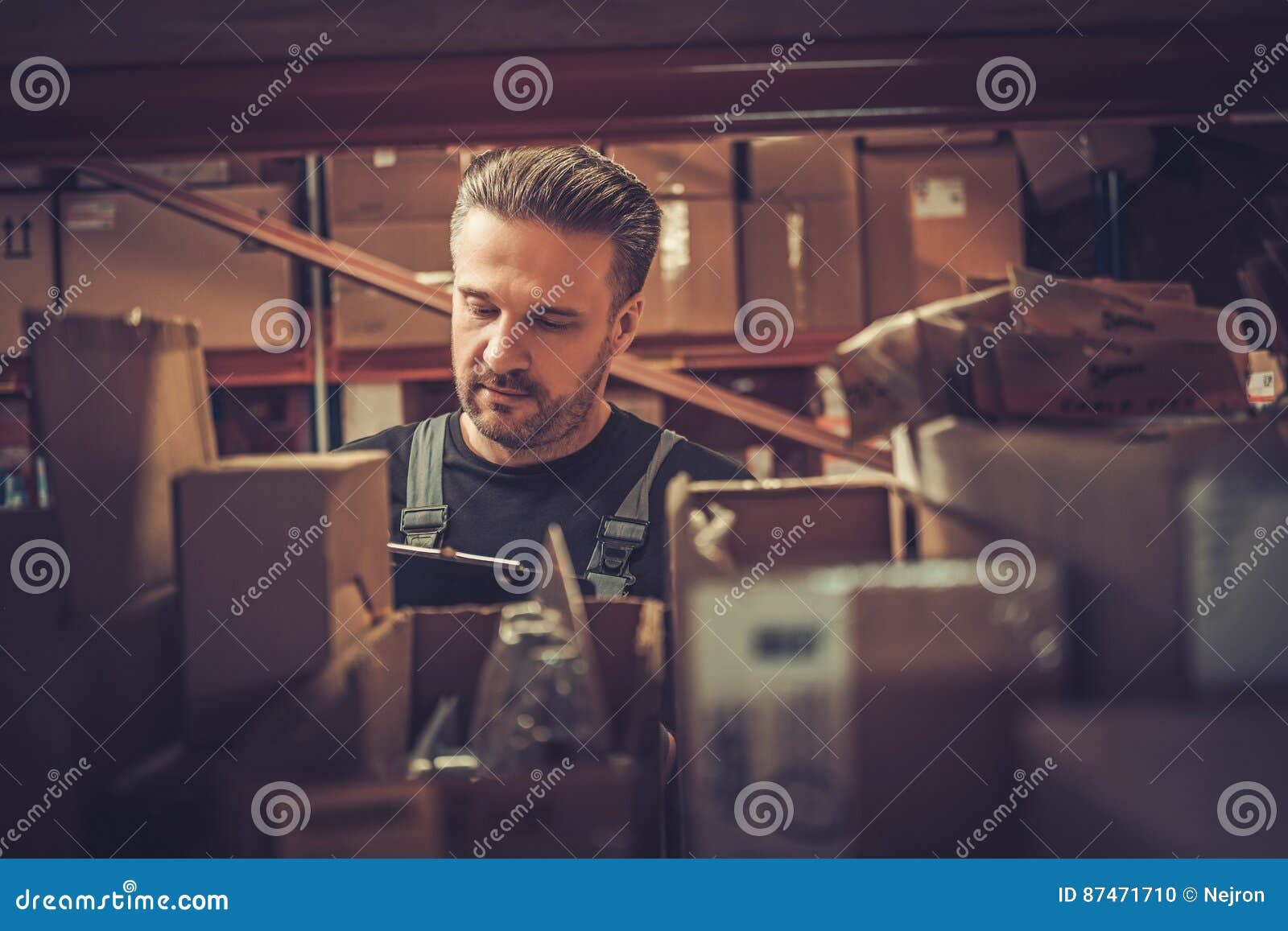 Storekeeper with Manual Pick List on a Warehouse Stock Photo - Image of ...