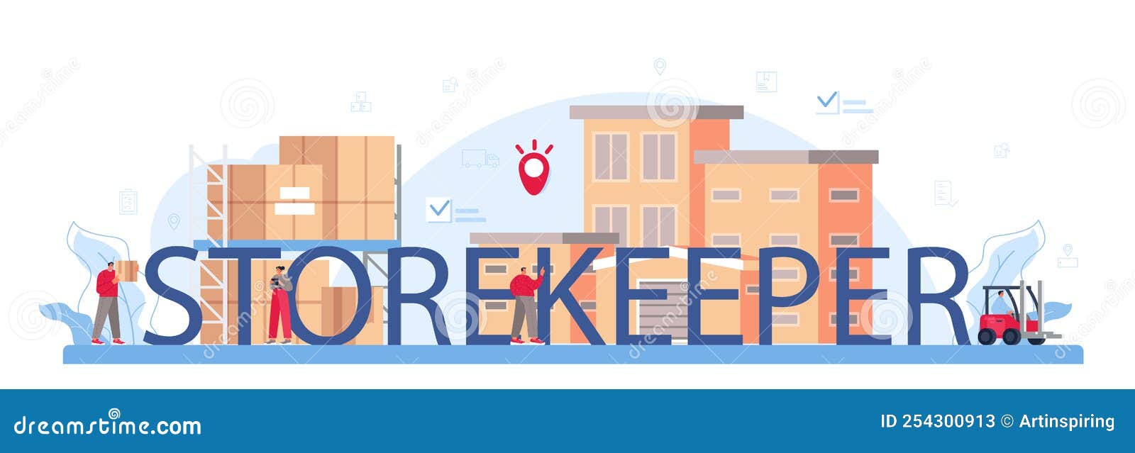 Storekeeper Typographic Header. Idea of Transportation and Distribution ...