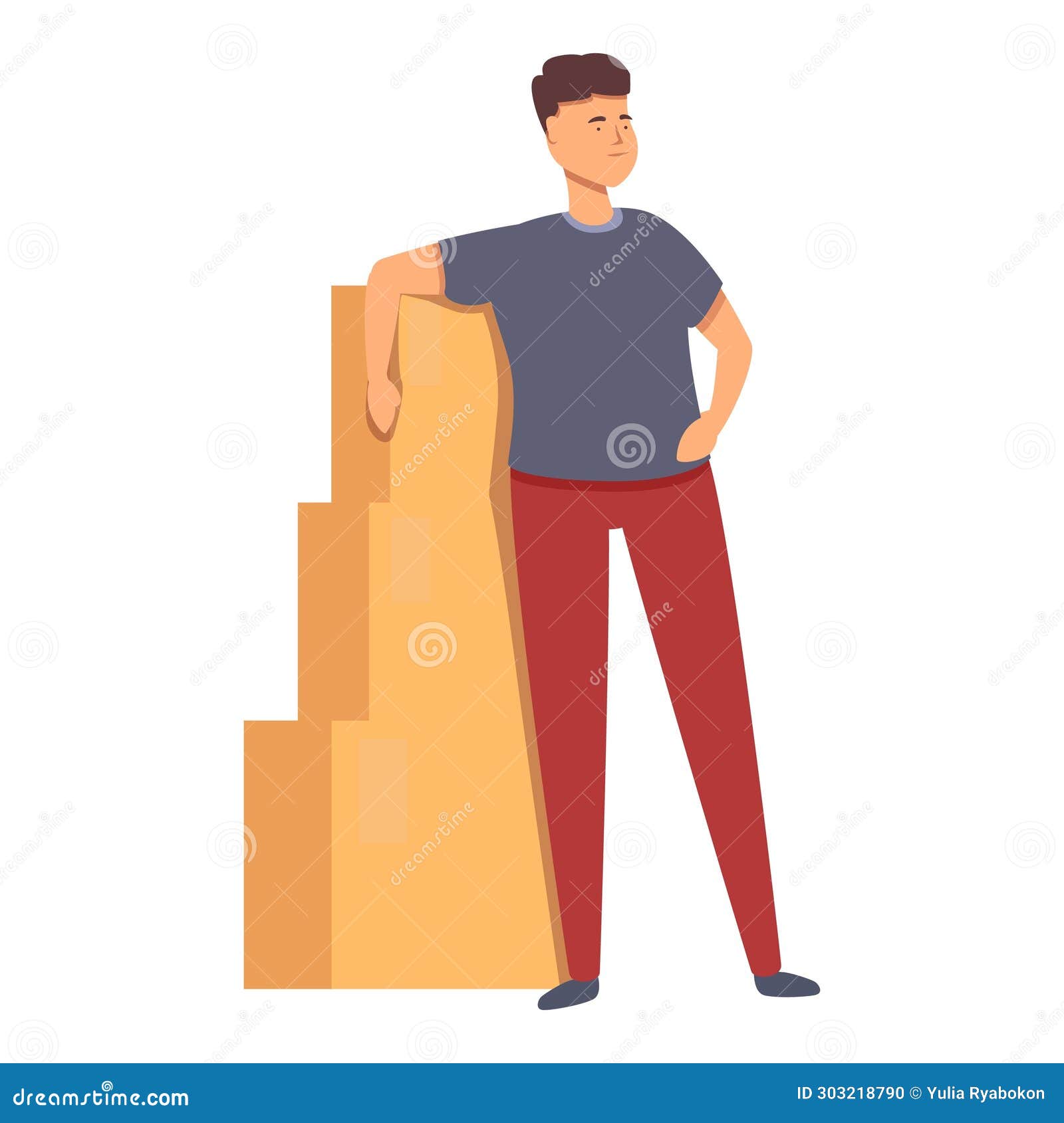 Storekeeper Warehouse Stack Icon Cartoon Vector. Boxes Carton Stock ...