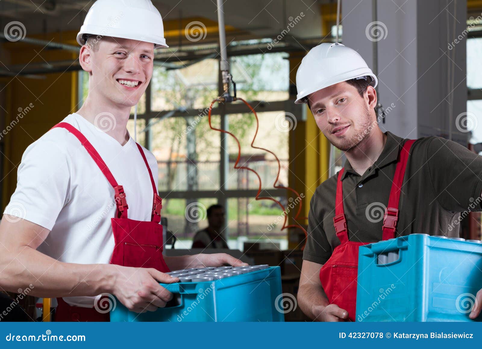 Storekeepers Holding Crates with Finished Goods Stock Photo - Image of ...