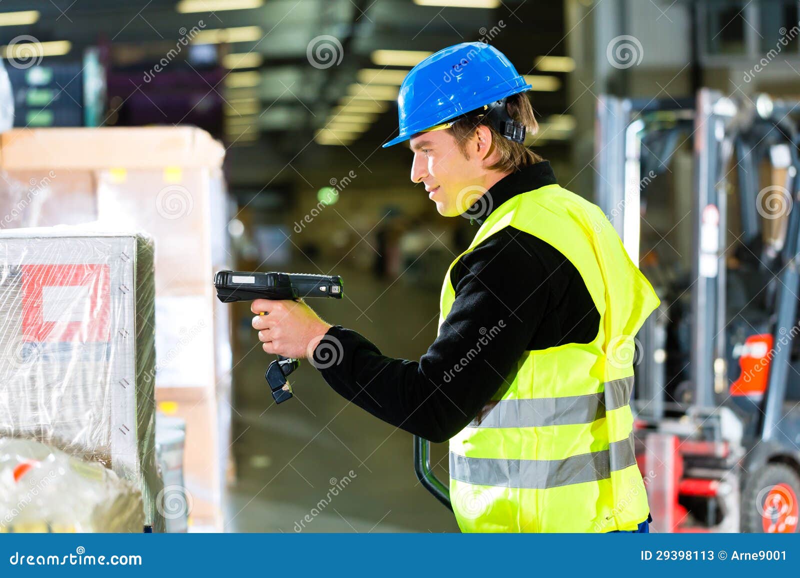 Storeman with Scanner at Warehouse of Forwarding Stock Image - Image of ...