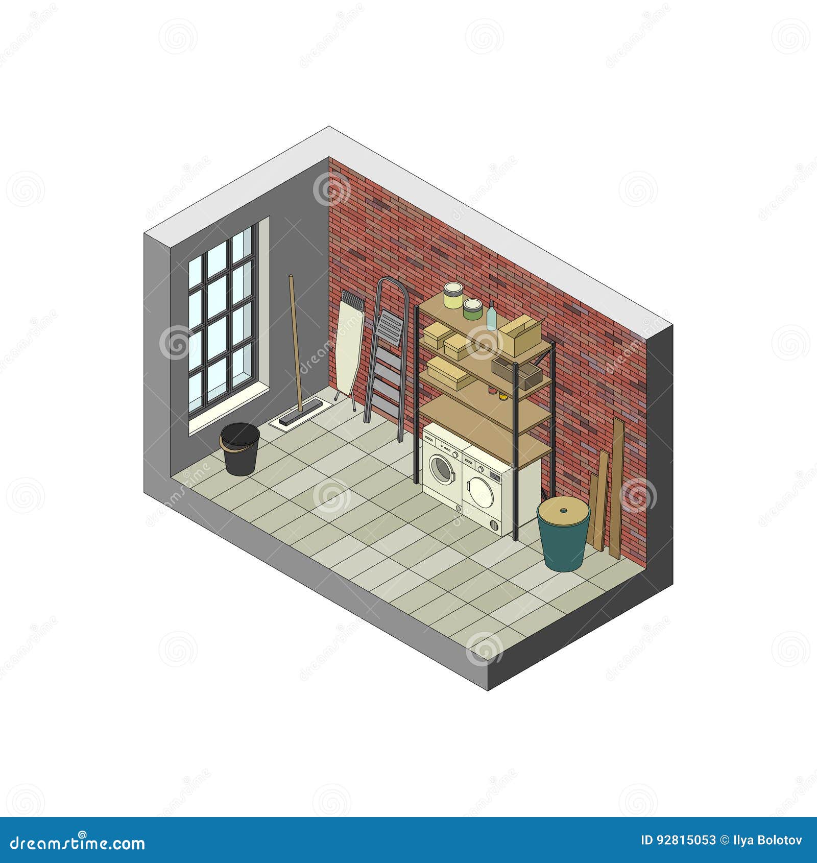 Storeroom in Isometric View. Stock Vector - Illustration of furniture ...