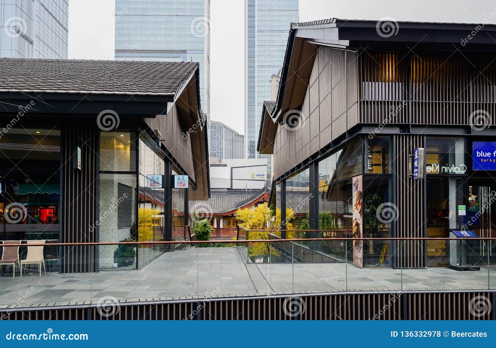 Stores on Second Floor at Taikooli in Cloudy Winter,Chengdu Editorial ...