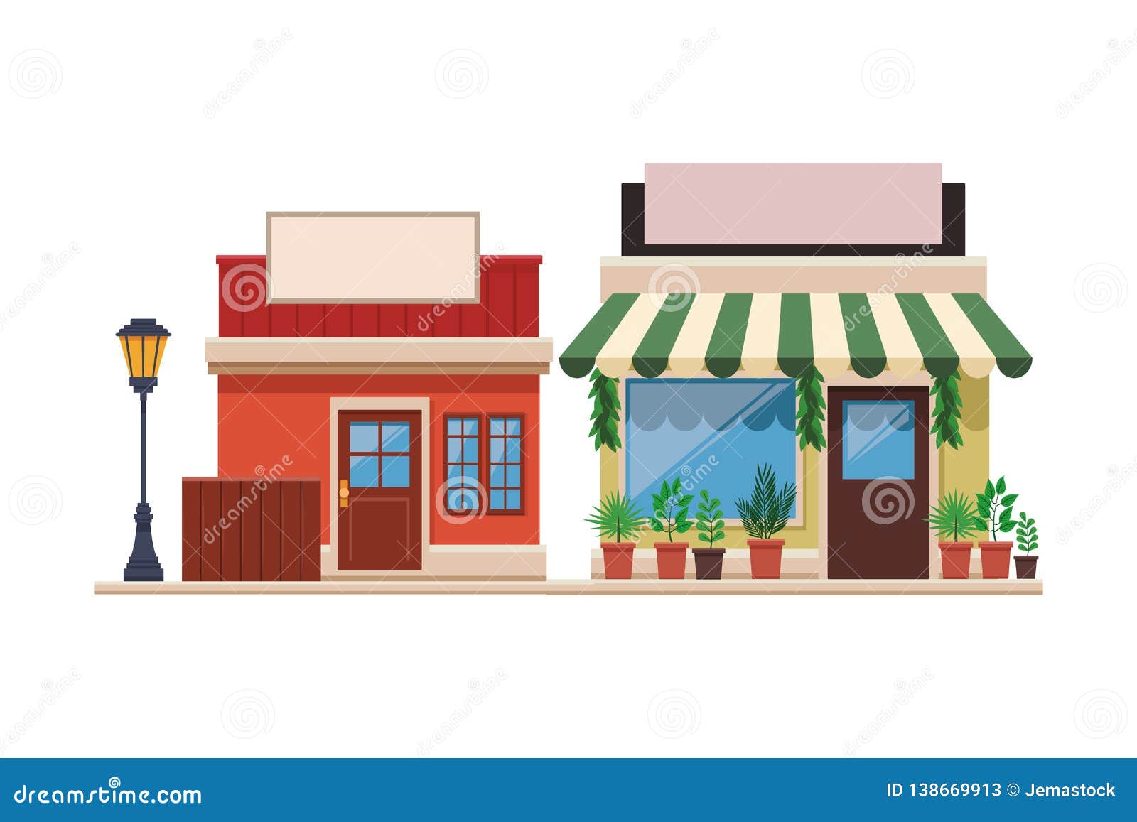 Stores Shopping Front Cartoon Stock Vector - Illustration of nature ...