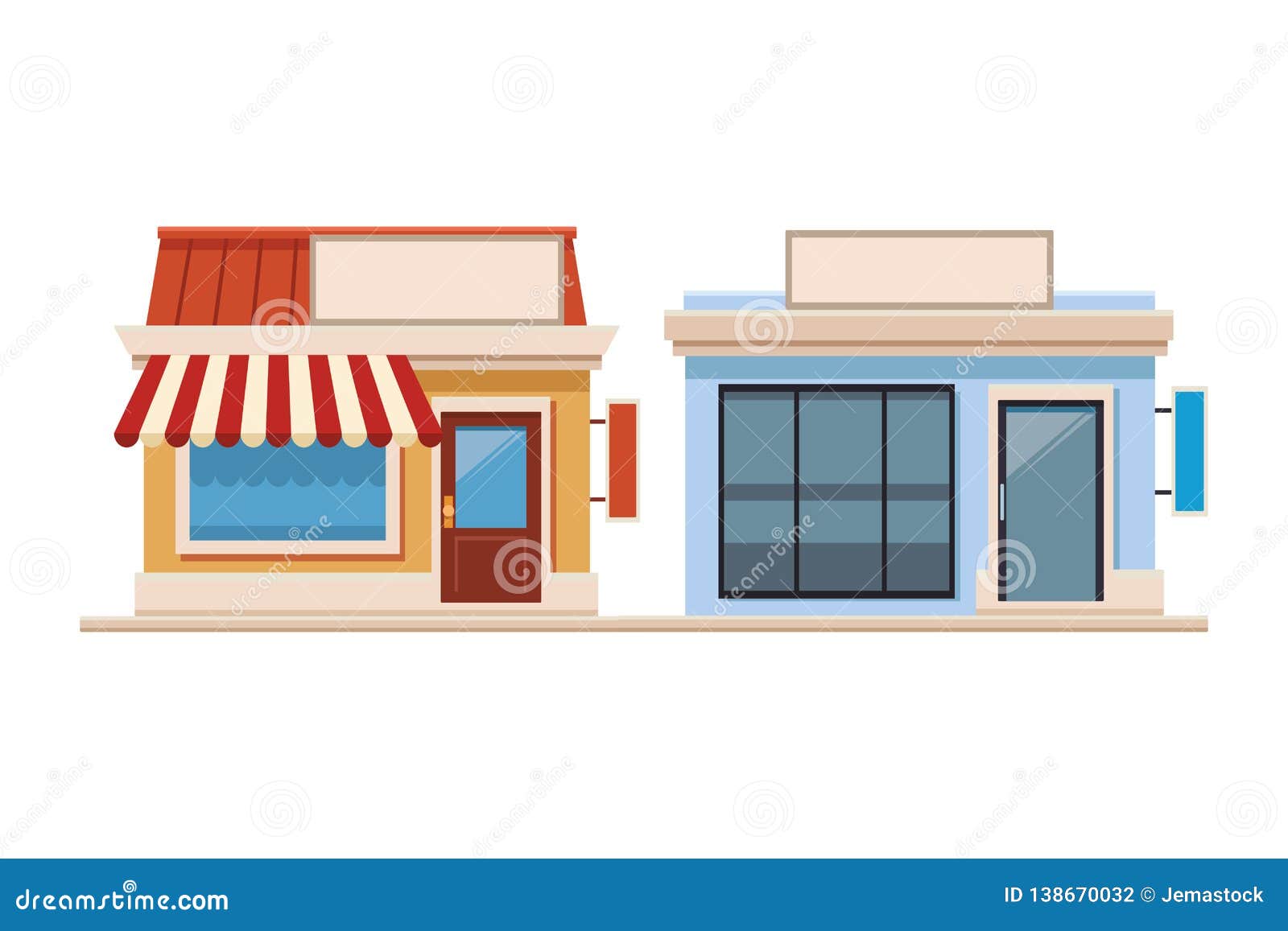 Stores Shopping Front Cartoon Stock Vector - Illustration of storefront ...