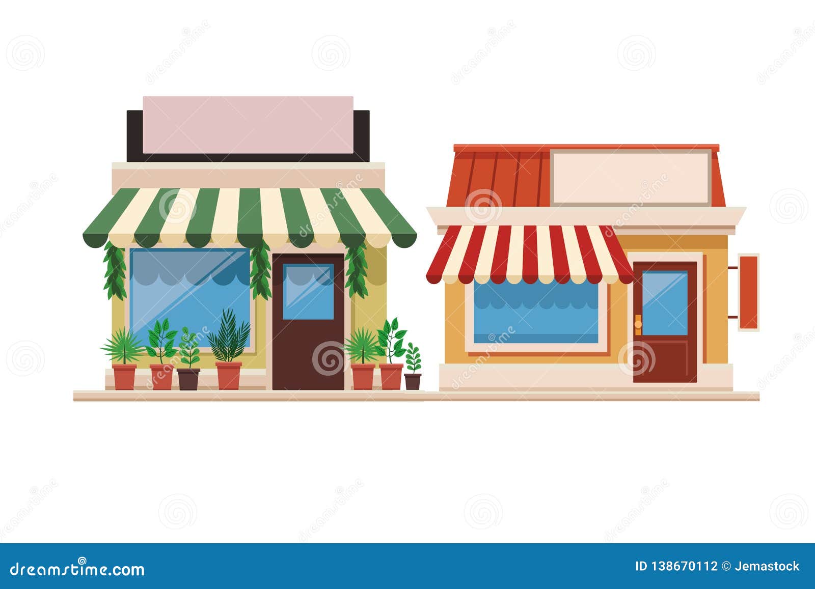 Stores Shopping Front Cartoon Stock Vector - Illustration of cartoon ...