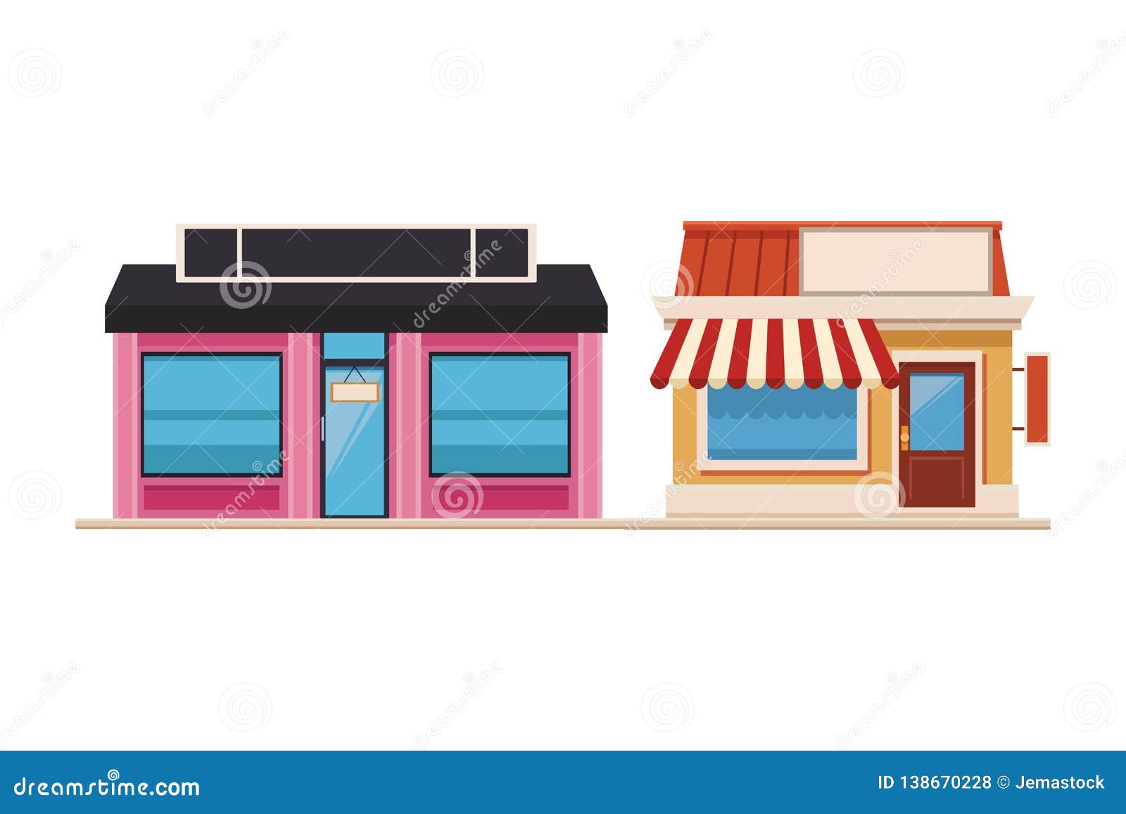 Stores Shopping Front Cartoon Stock Vector - Illustration of sale ...