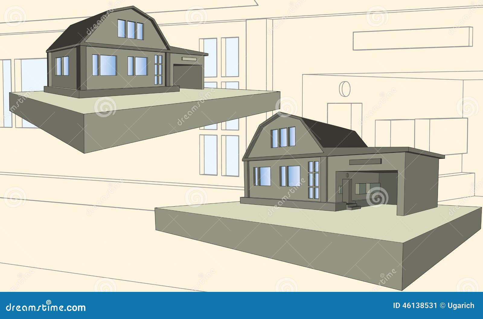 Storey house with garage stock vector. Illustration of plan - 46138531