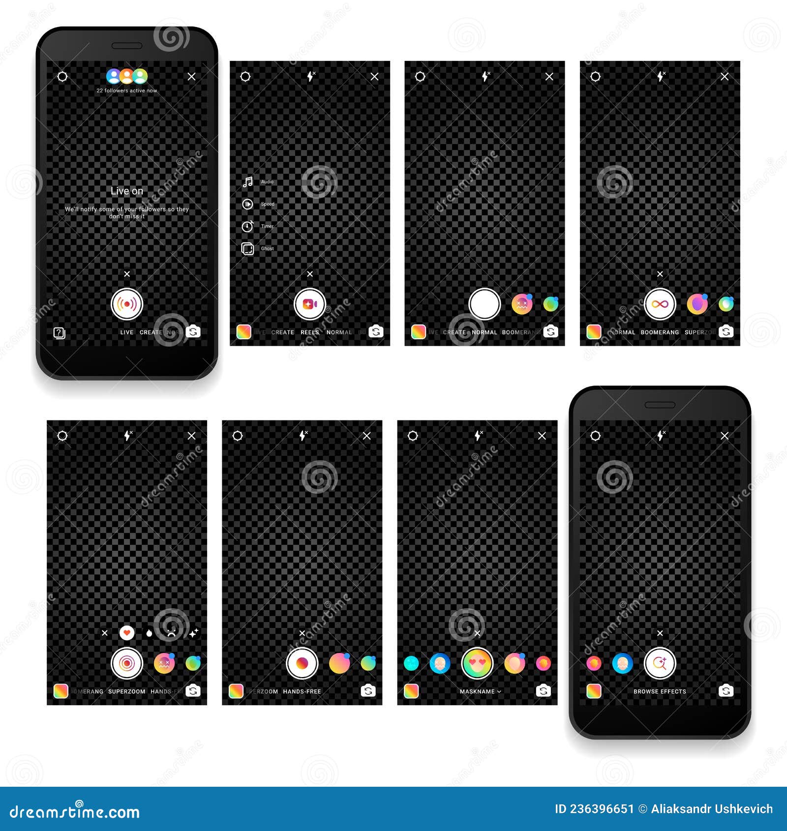 Stories Camera Screen Interface Stock Vector - Illustration of media ...