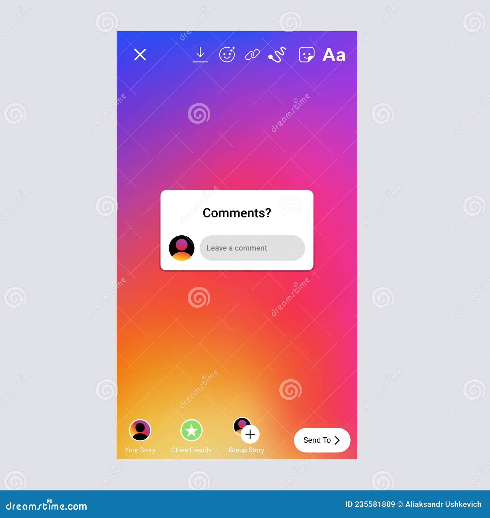 Stories Stickers Camera Interface Stock Vector - Illustration of ...