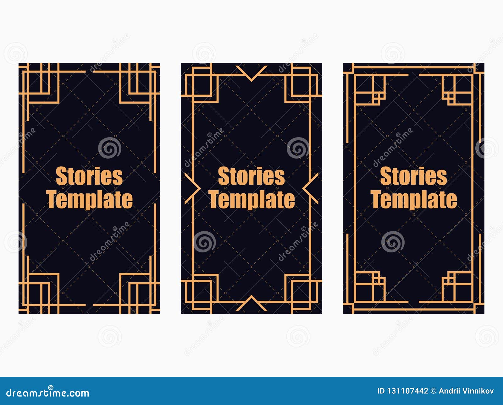 Stories Template Art Deco Style. Vintage Linear Border. Style Of The ...