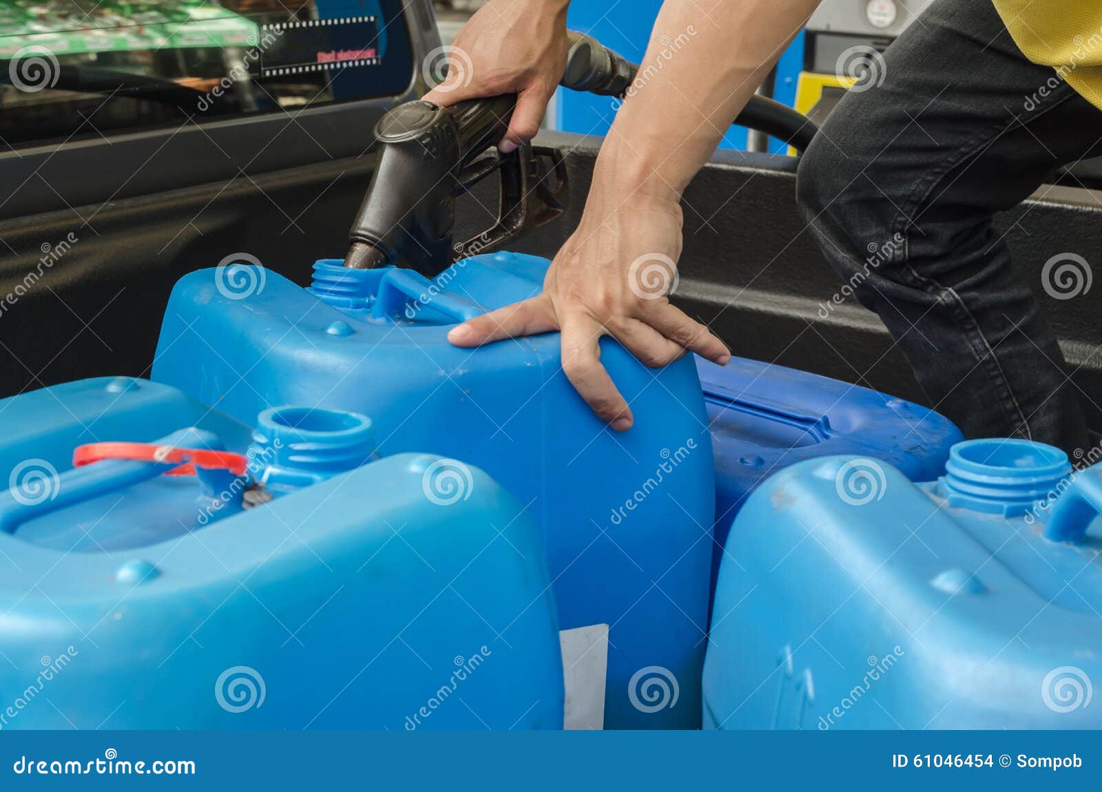 Storing Oil in Gallon Plastic Stock Photo - Image of circle, blue: 61046454