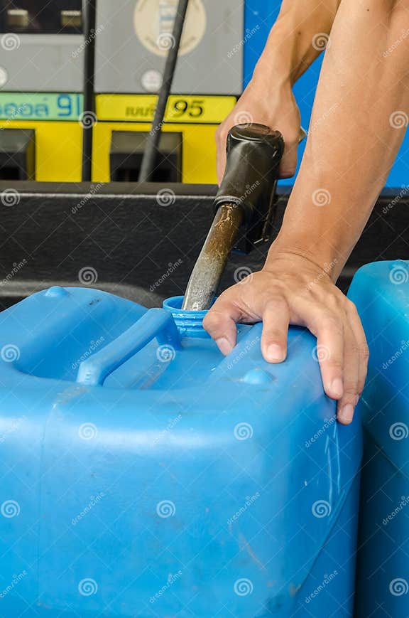 Storing Oil in Gallon Plastic Stock Photo - Image of orange, safety ...