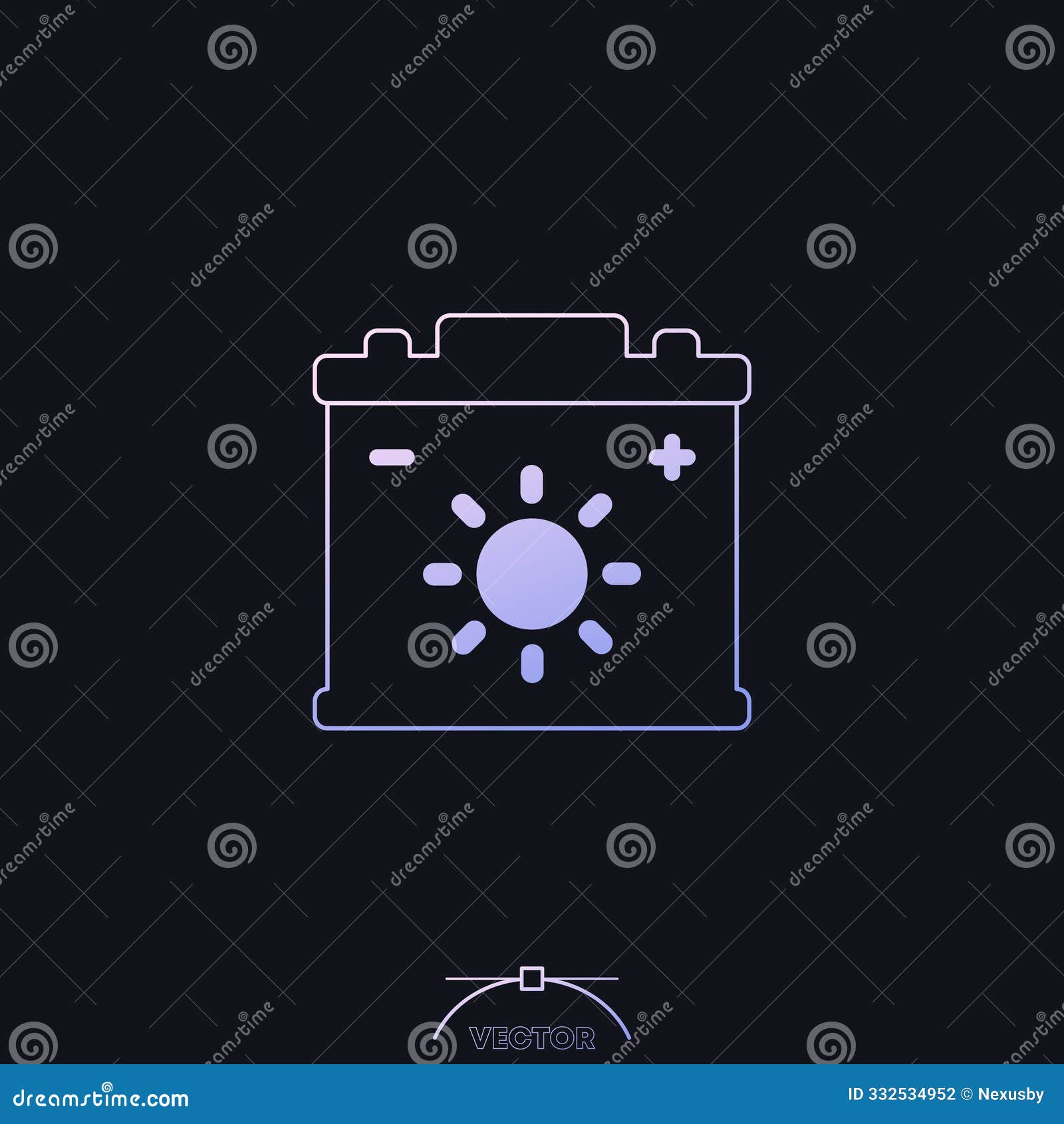 Storing Solar Energy Icon with a Battery, Vector Stock Illustration ...