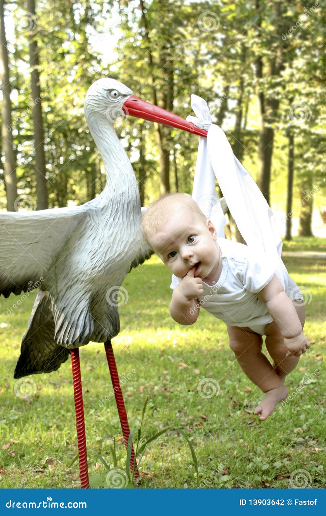 Stork with the baby stock photo. Image of diaper, small - 13903642