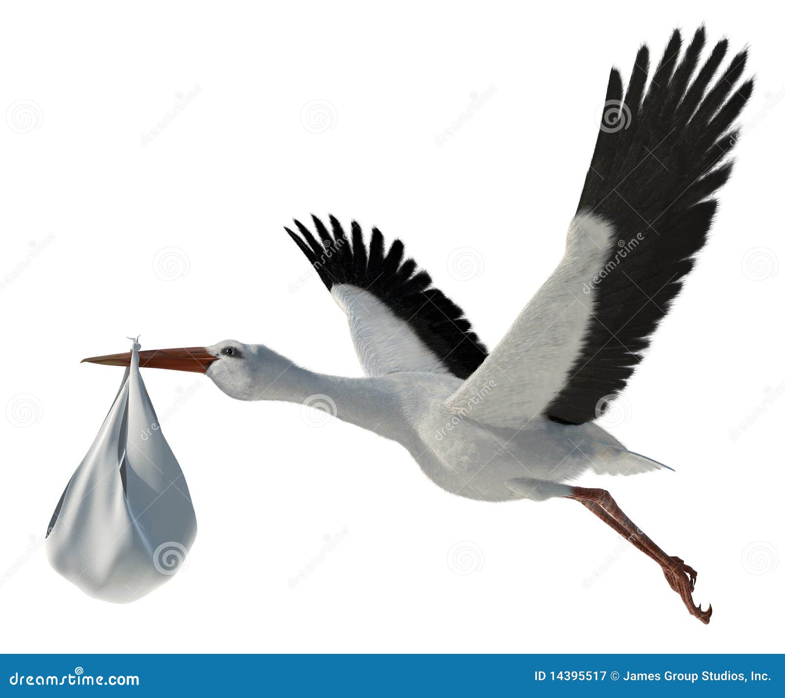 Stork & Baby stock illustration. Illustration of baby - 14395517