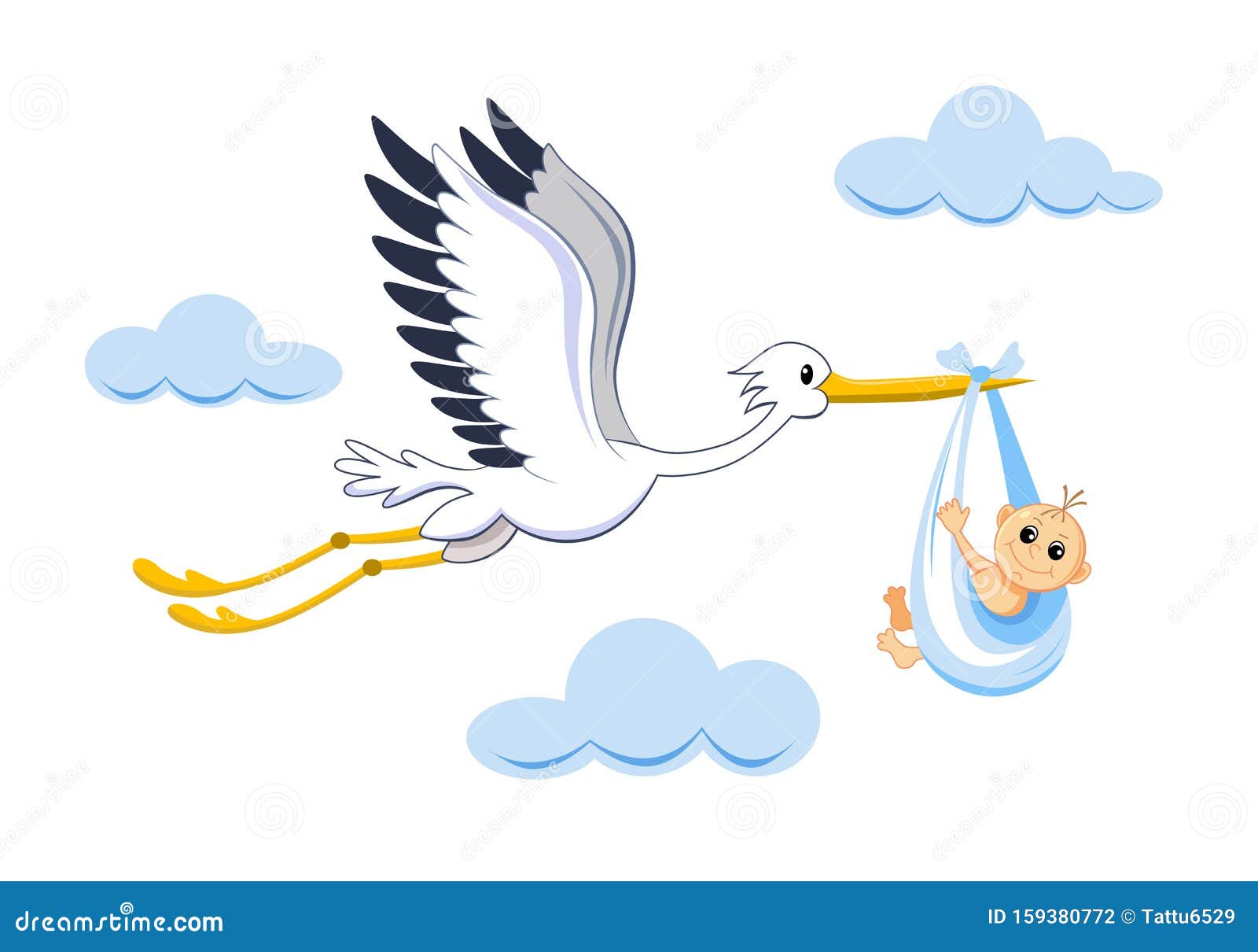 Stork with Baby Cartoon - Vector Stock Vector - Illustration of ...