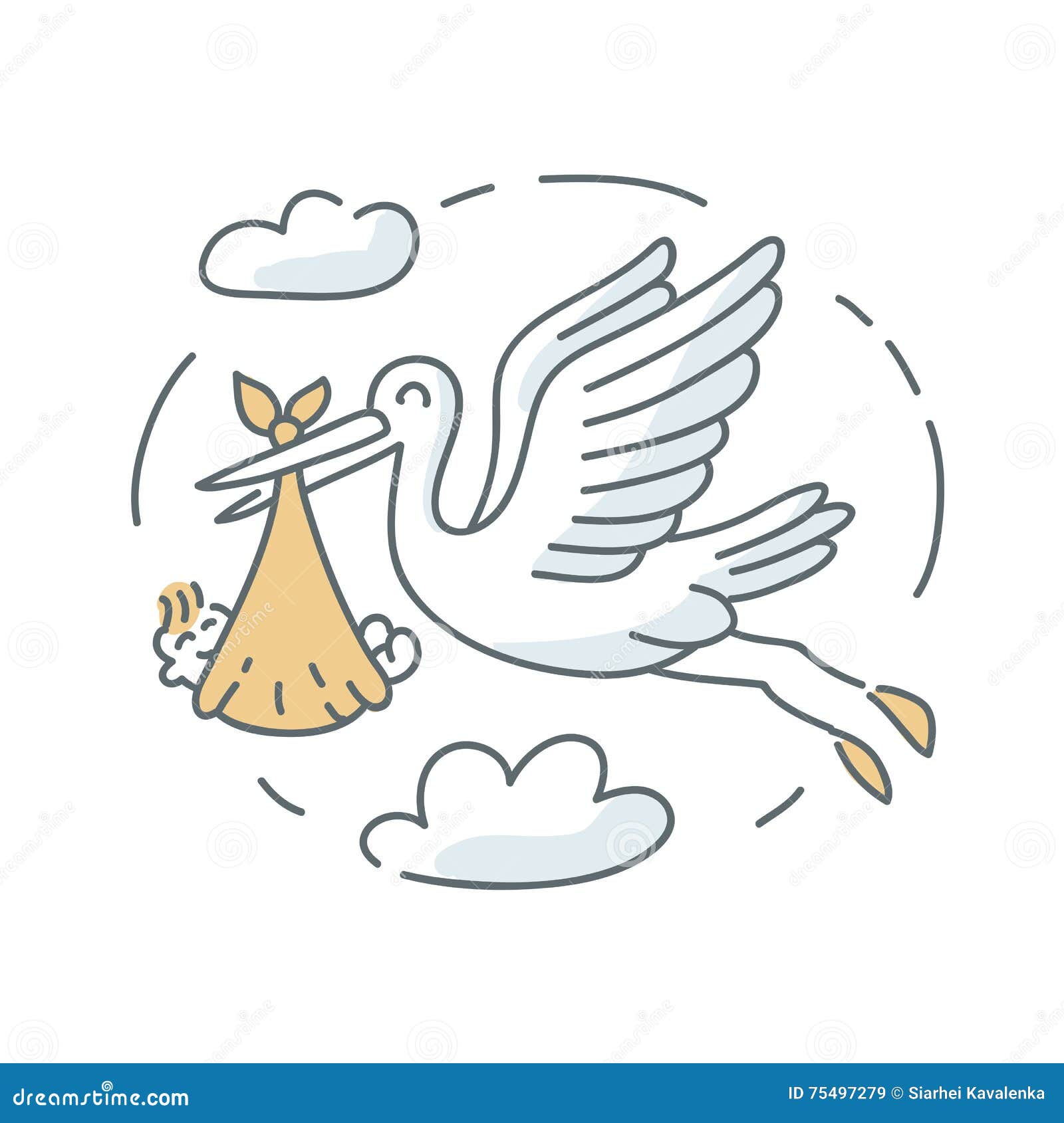 Stork and Baby Icon Illustration Stock Vector - Illustration of ...