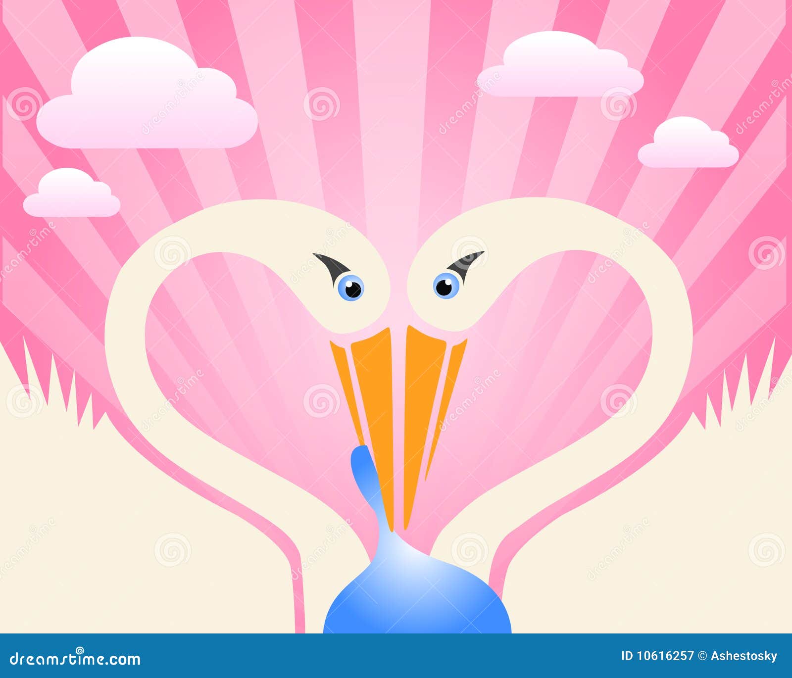 Stork and baby love symbol stock vector. Illustration of drawn - 10616257