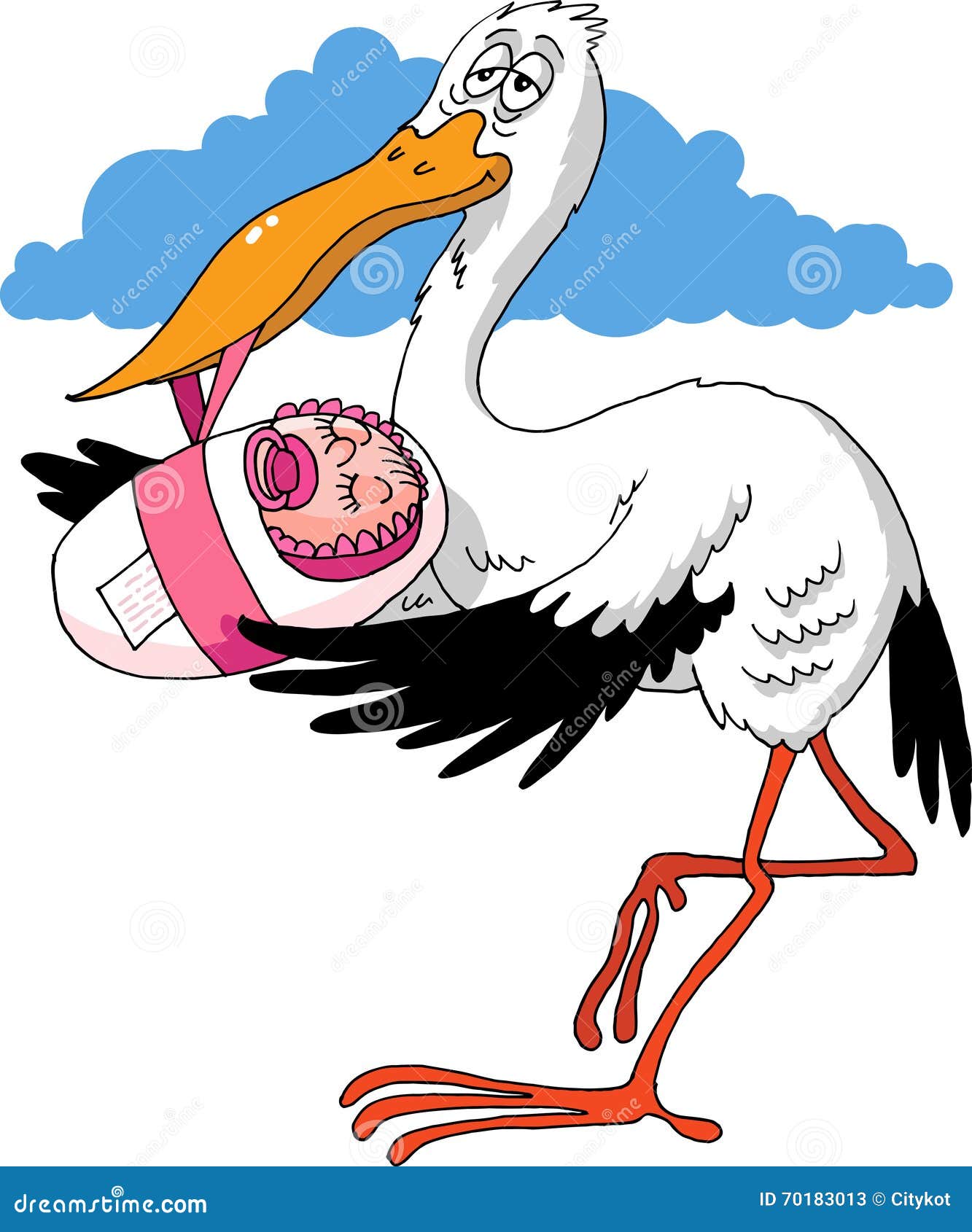 Stork and baby stock illustration. Illustration of born - 70183013