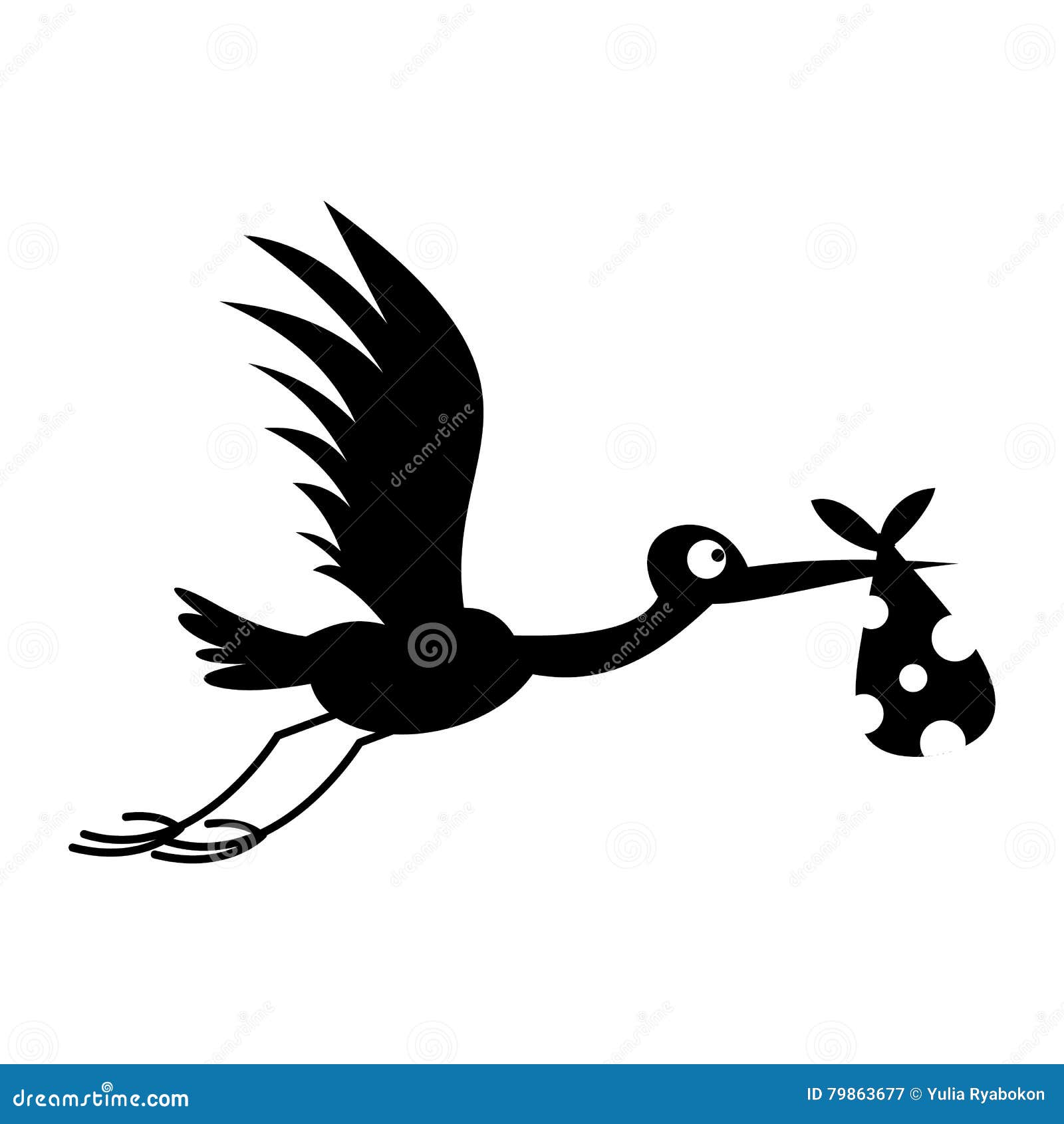 Stork baby simple icon stock vector. Illustration of gift - 79863677