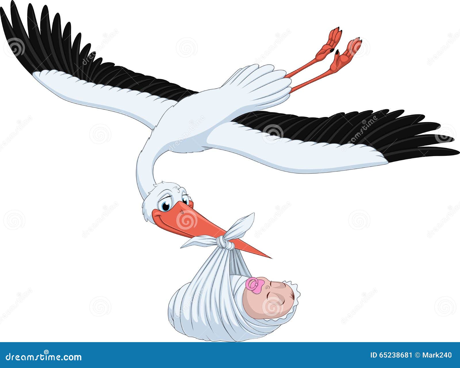 Stork and baby stock vector. Illustration of birth, childhood - 65238681