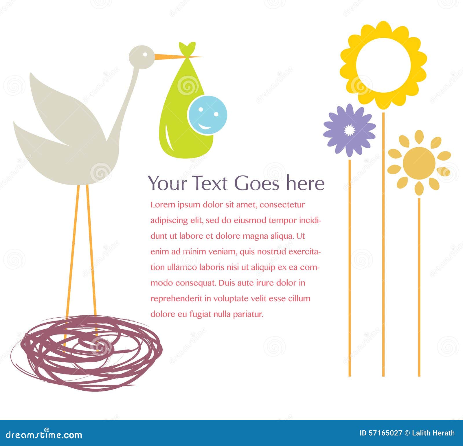 Stork with Baby, Vector Illustration Stock Vector - Illustration of ...