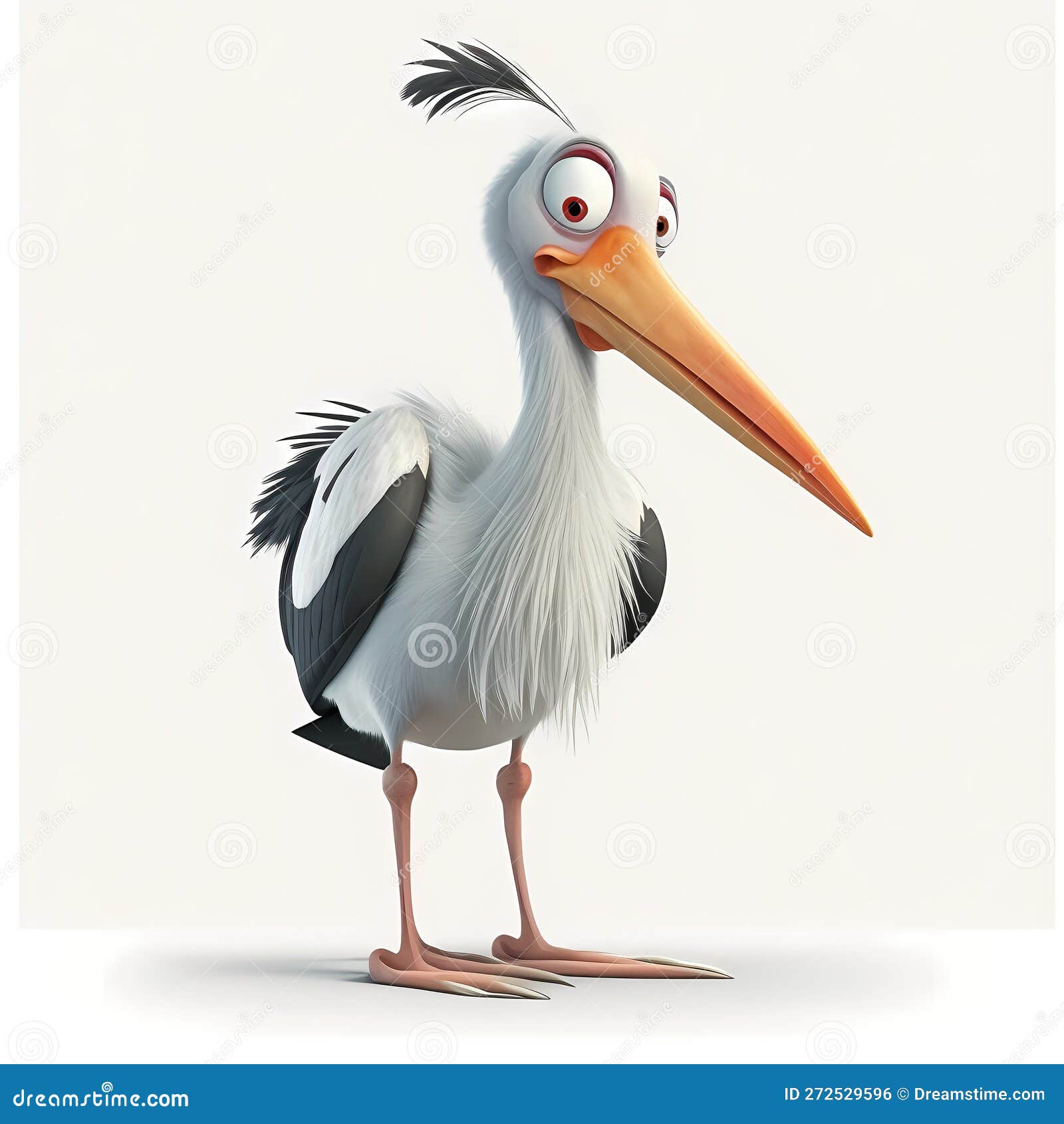 Stork Cartoon Style. Generative AI Stock Illustration - Illustration of ...