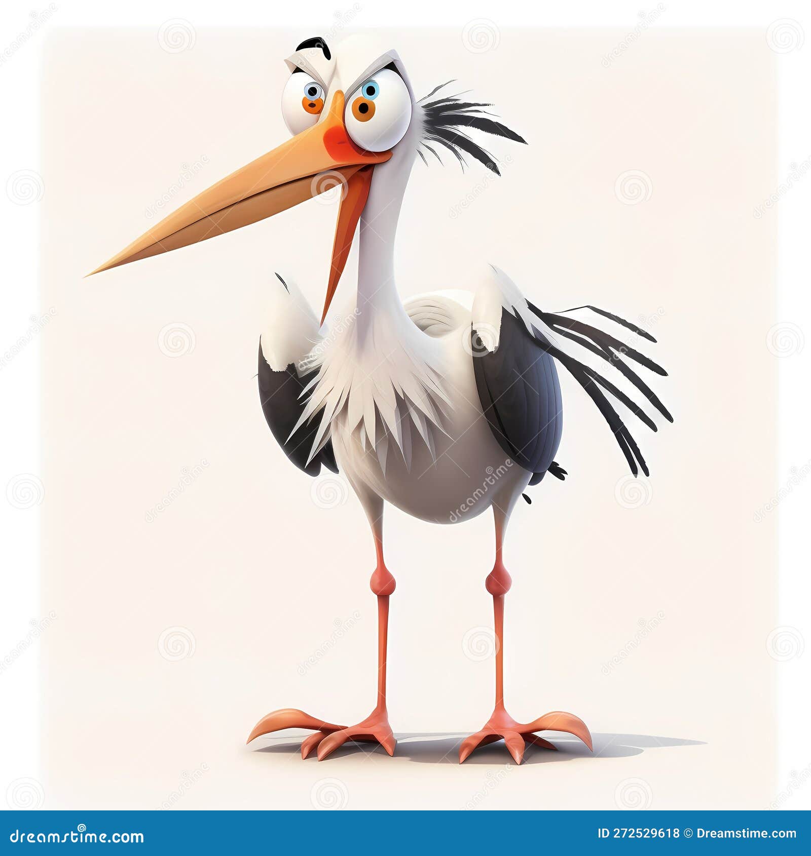 Stork Cartoon Style. Generative AI Stock Illustration - Illustration of ...