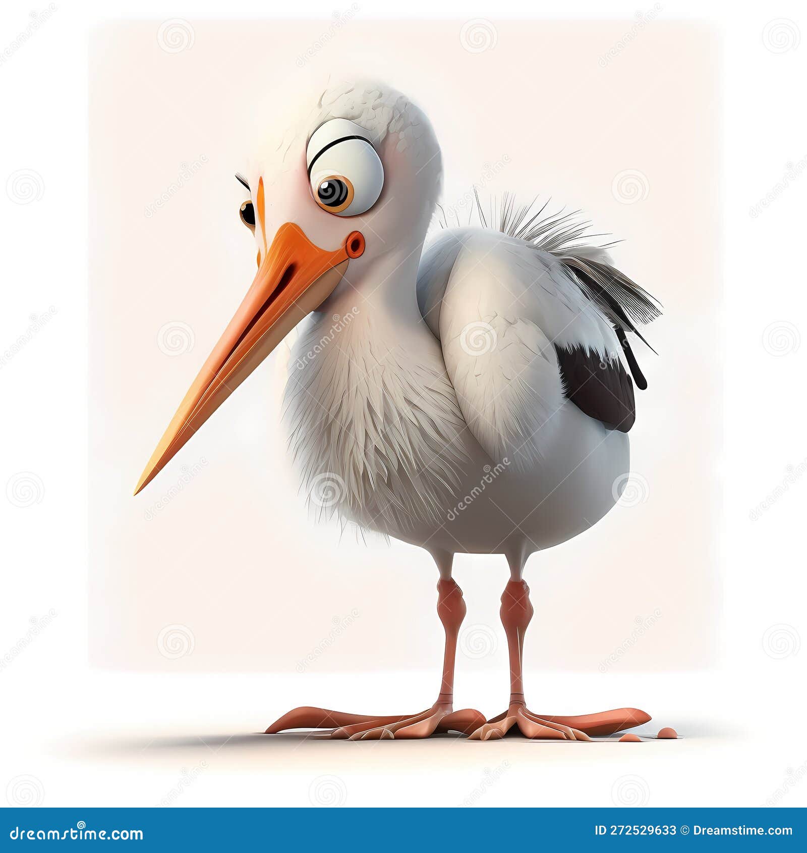 Stork Cartoon Style. Generative AI Stock Illustration - Illustration of ...