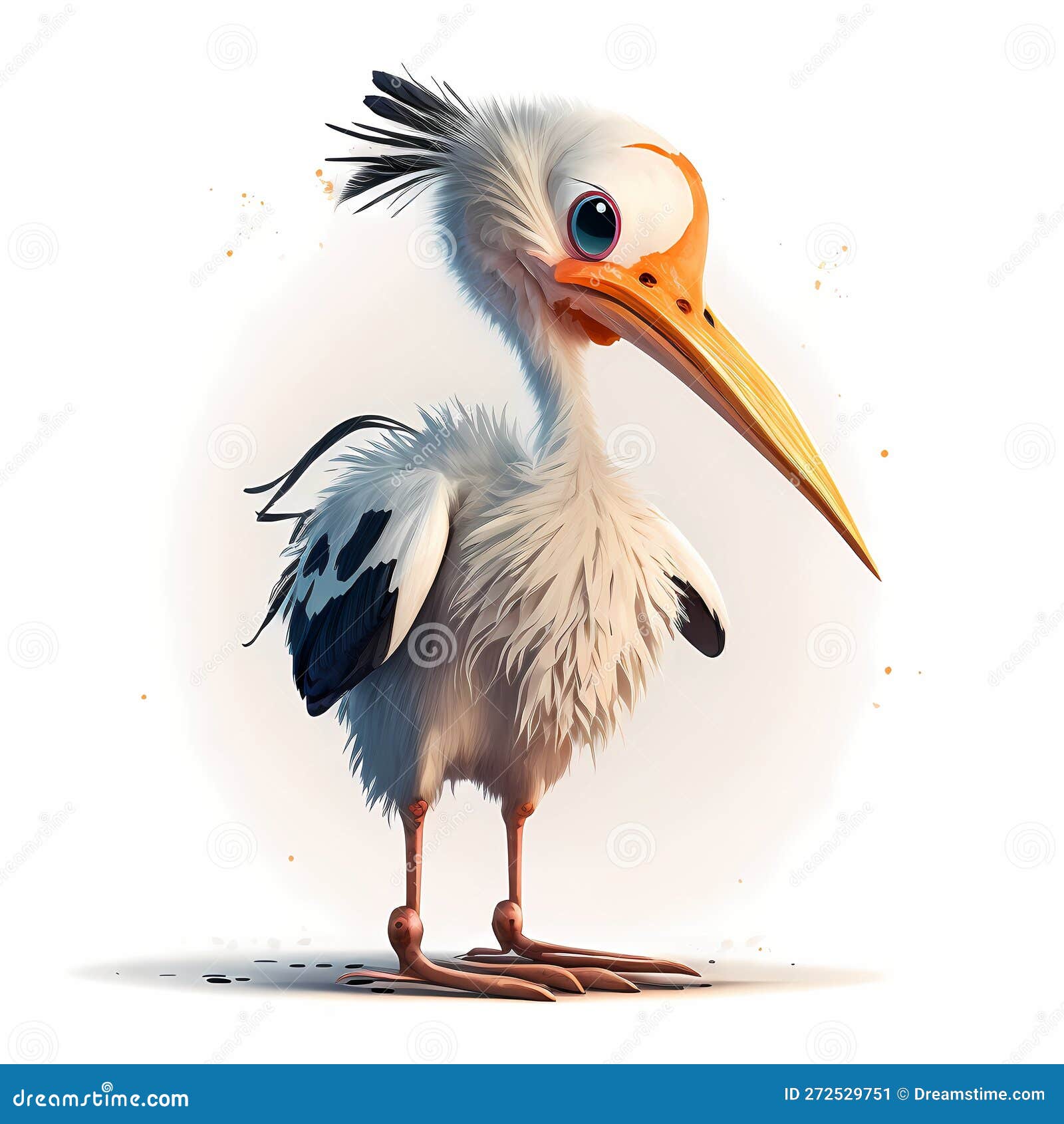 Stork Cartoon Style. Generative AI Stock Illustration - Illustration of ...