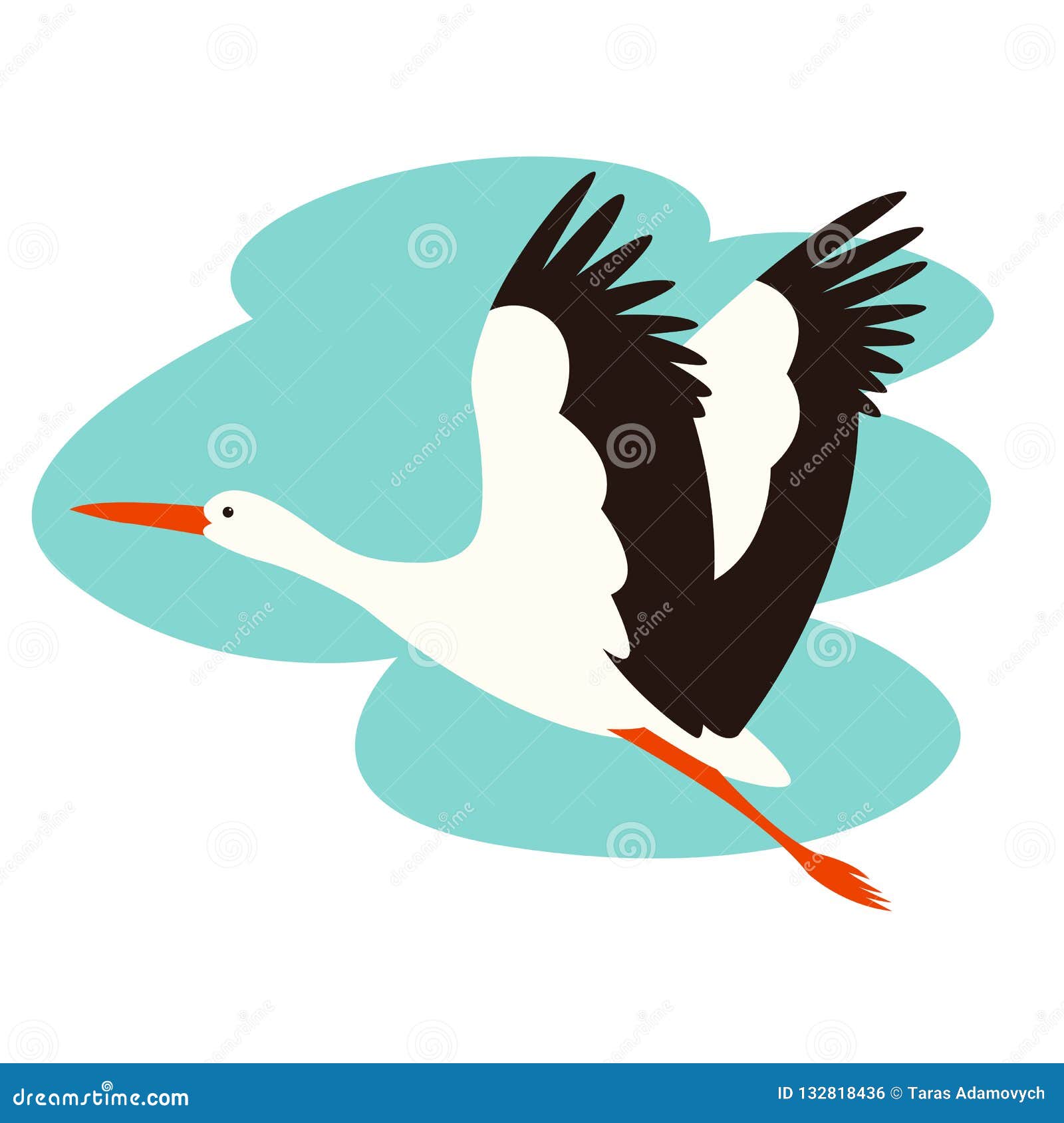 Stork Bird Flying, Vector Illustration Stock Vector - Illustration of ...