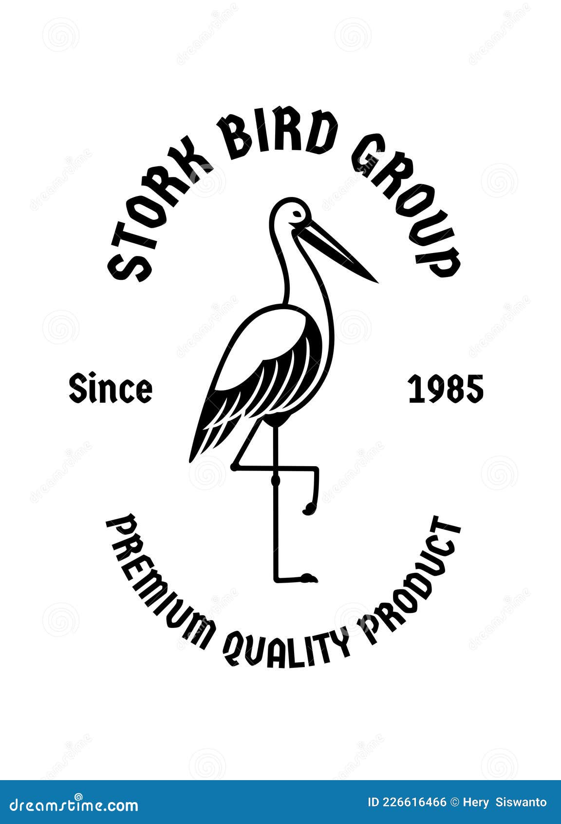 Stork Bird Standing Vintage Logo Badge Vector Illustration ...