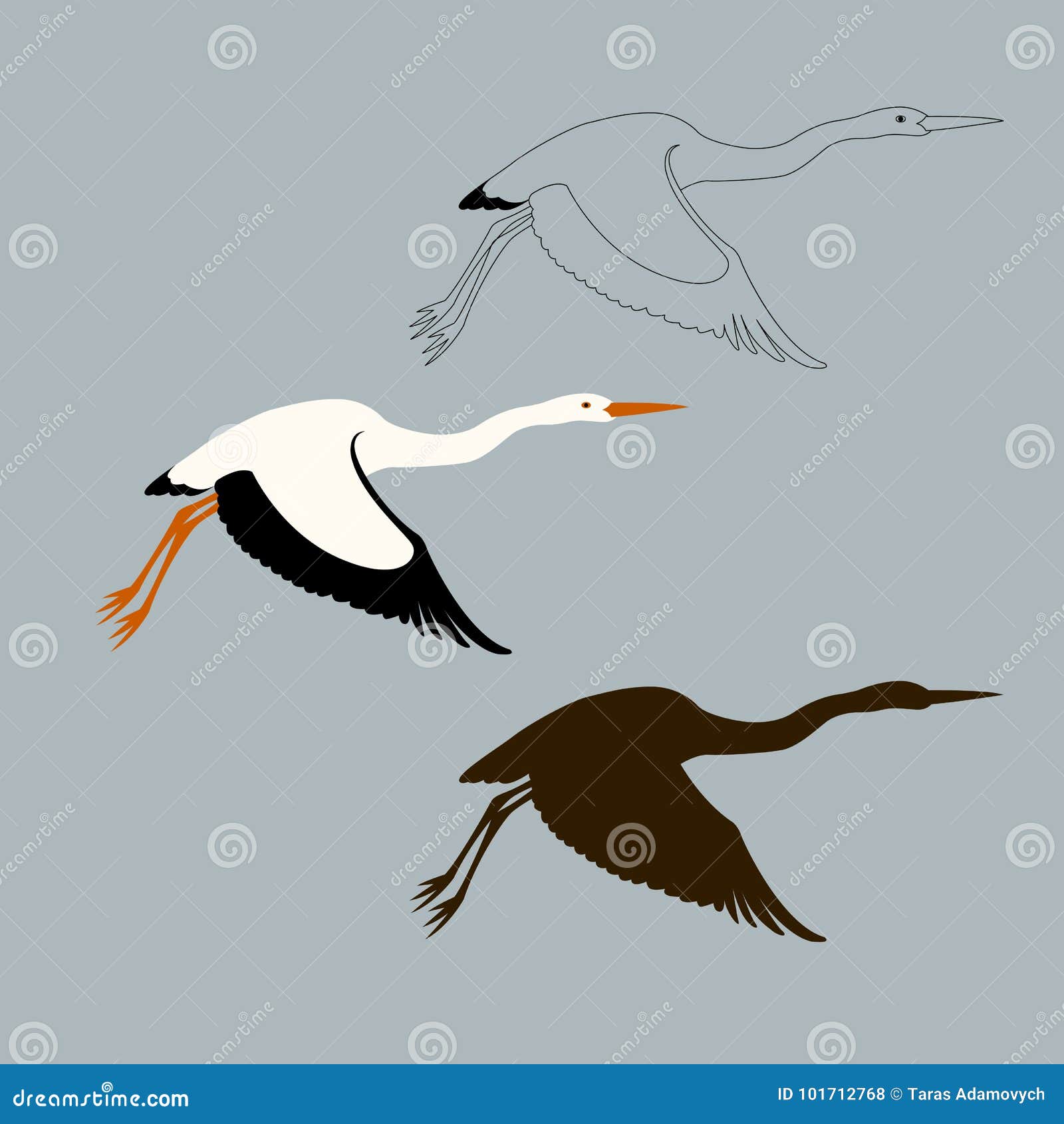 Stork Bird Vector Illustration Style Flat Black Stock Vector ...