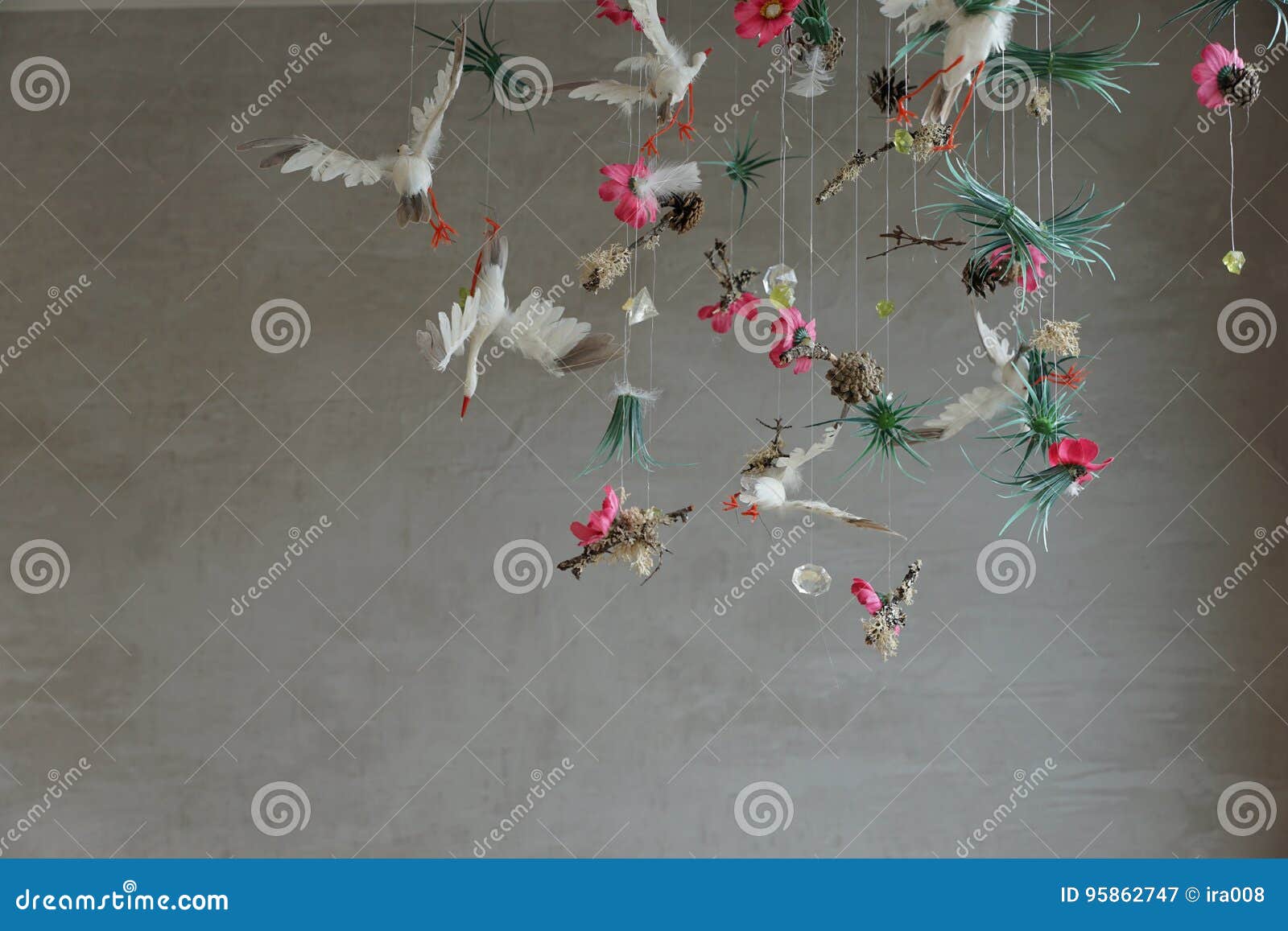 Stork birds with flowers stock image. Image of white - 95862747