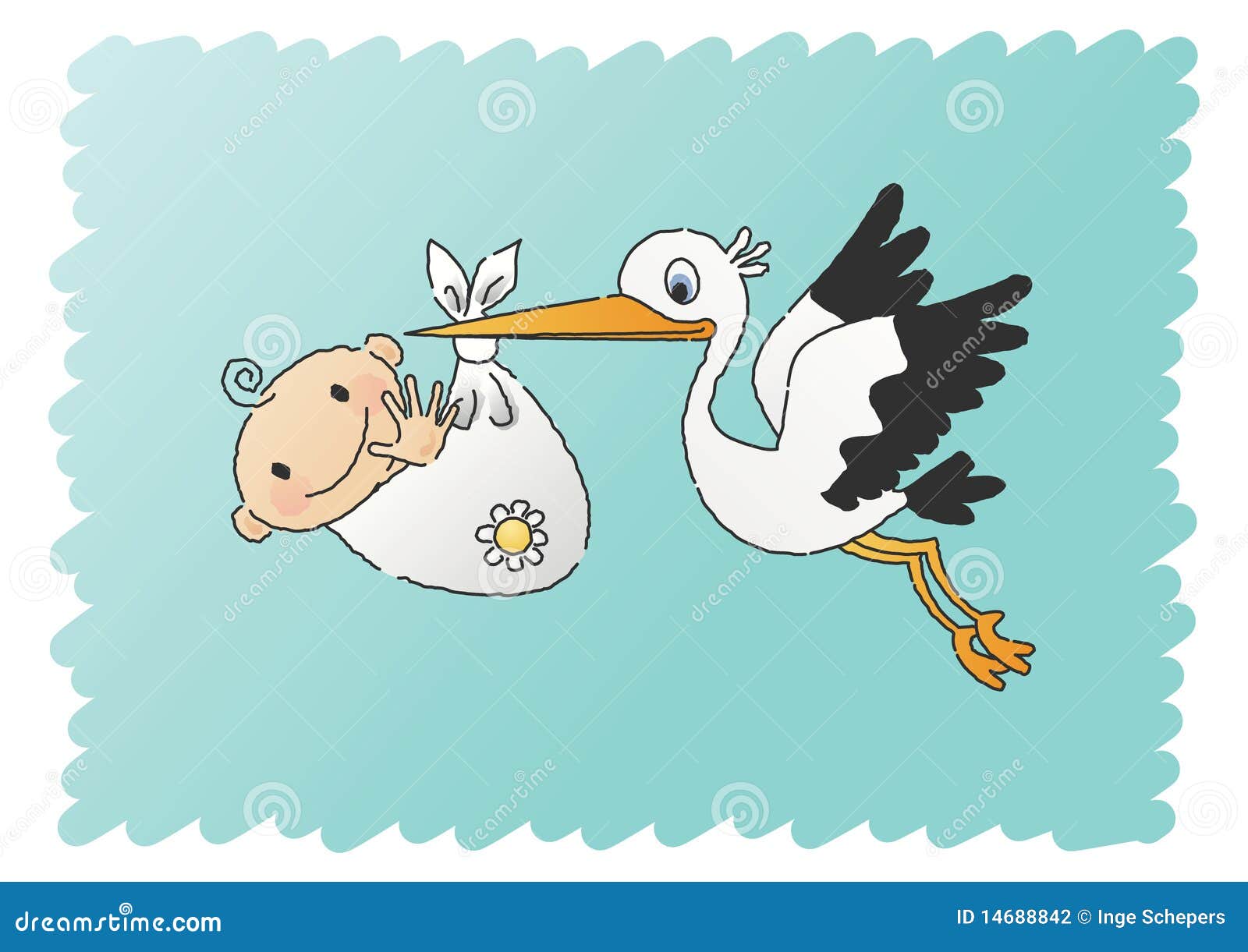 Stork Delivering a Baby stock vector. Illustration of smiling - 14688842