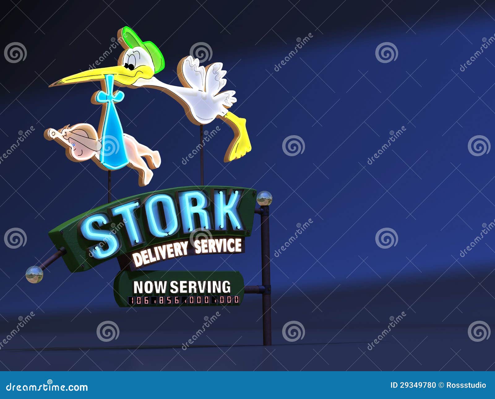 Stork Delivery Neon Sign stock illustration. Illustration of sign ...