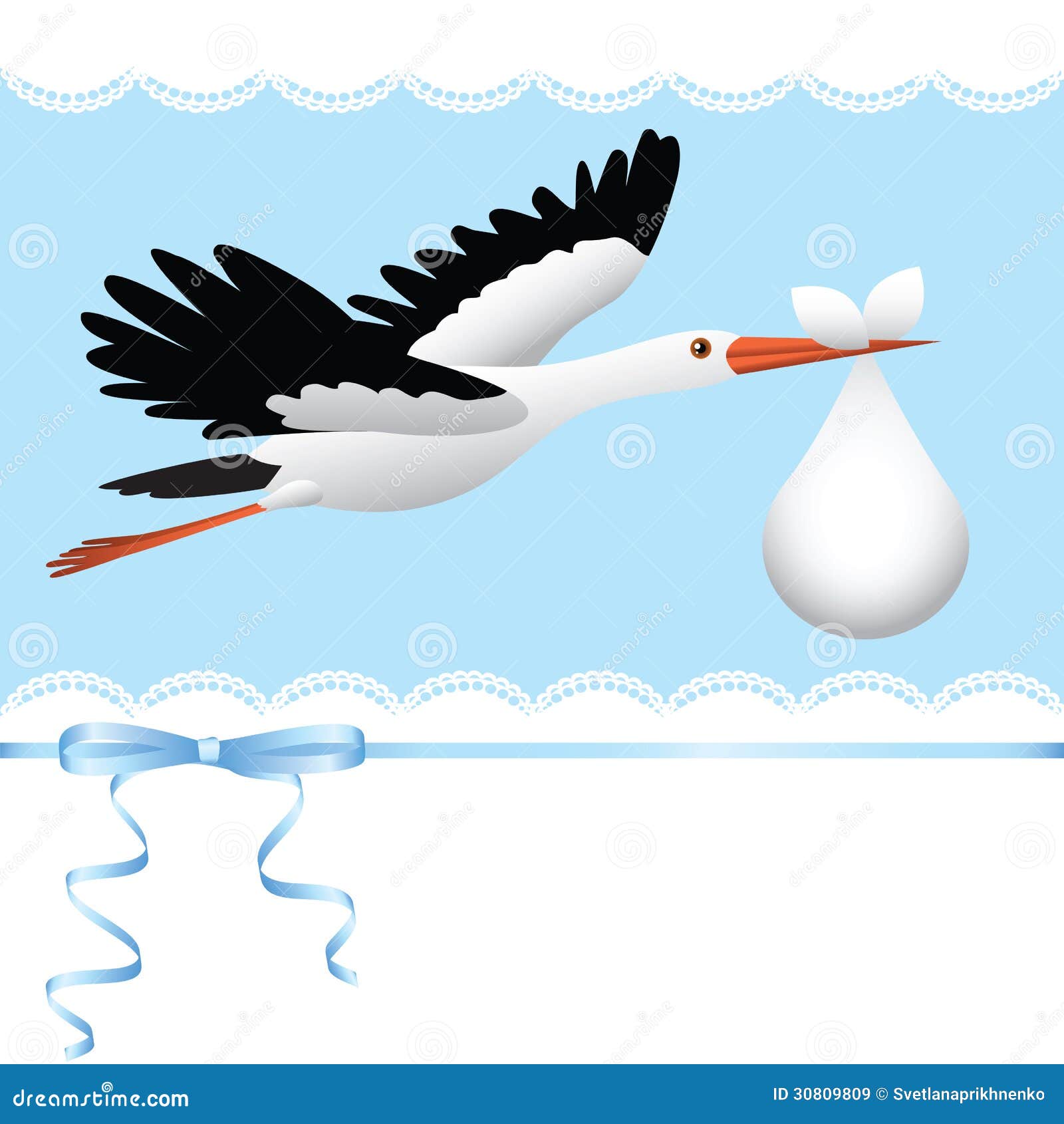 Stork stock vector. Illustration of bundle, card, newborn - 30809809