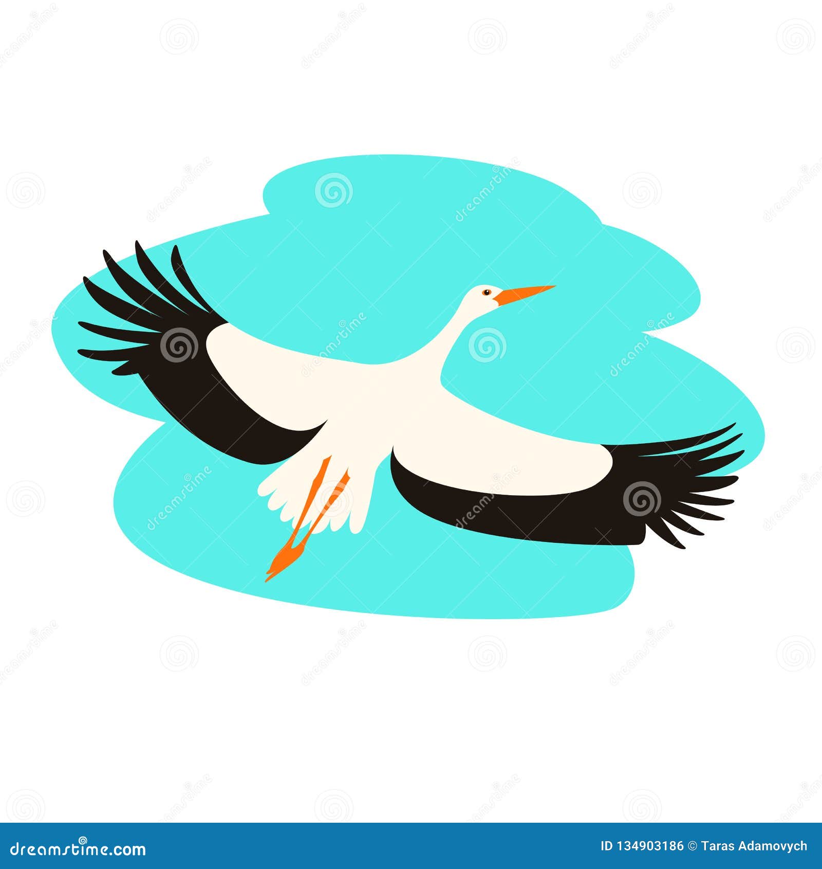 Stork Flying, Vector Illustration , Flat Style , Stock Vector ...
